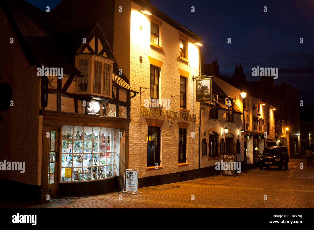 Chapel Street at night, Rugby, Warwickshire, England, UK Stock Photo ...