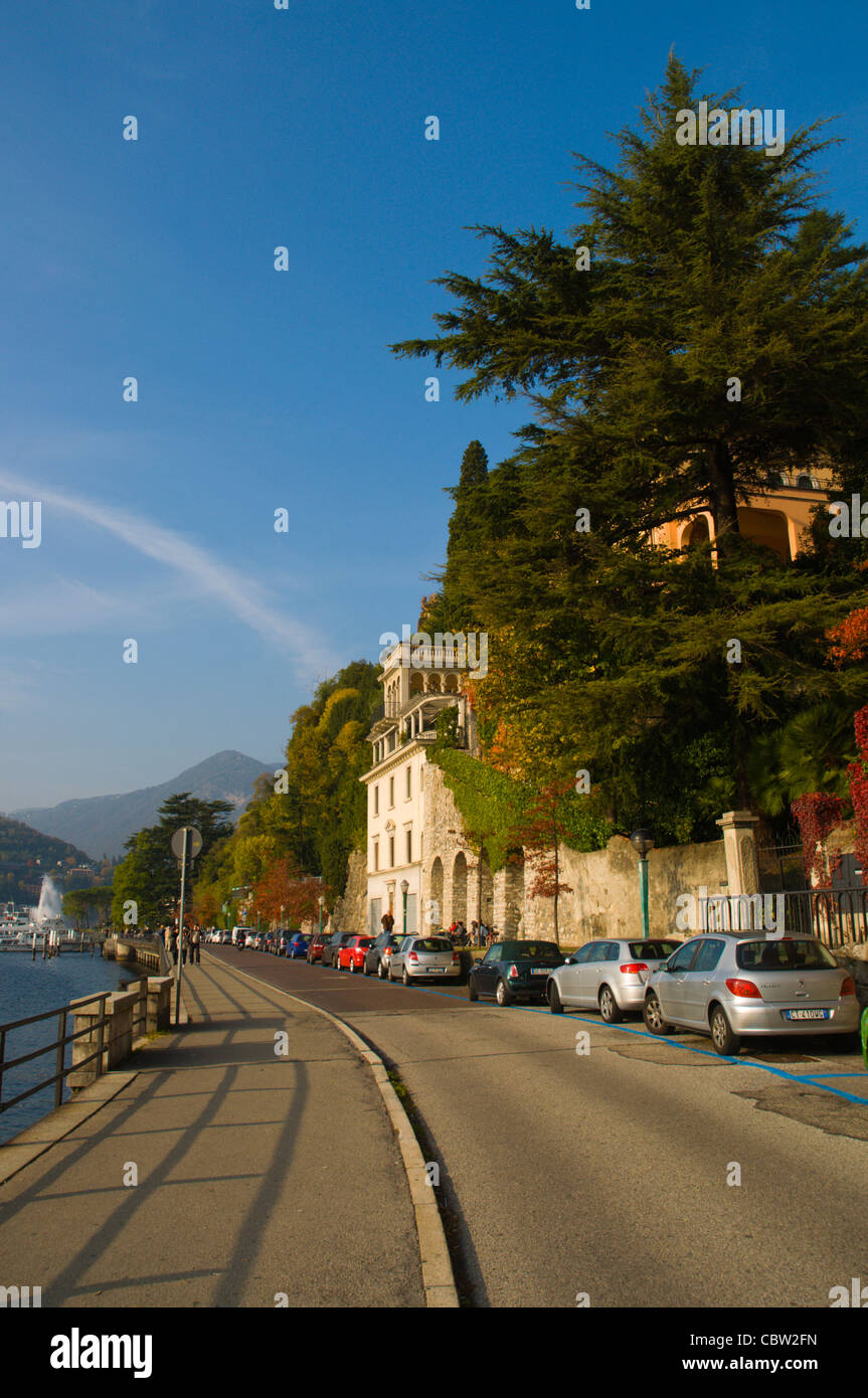 Viale Geno lakeside street by Lago di Como the Como lake at Como town ...