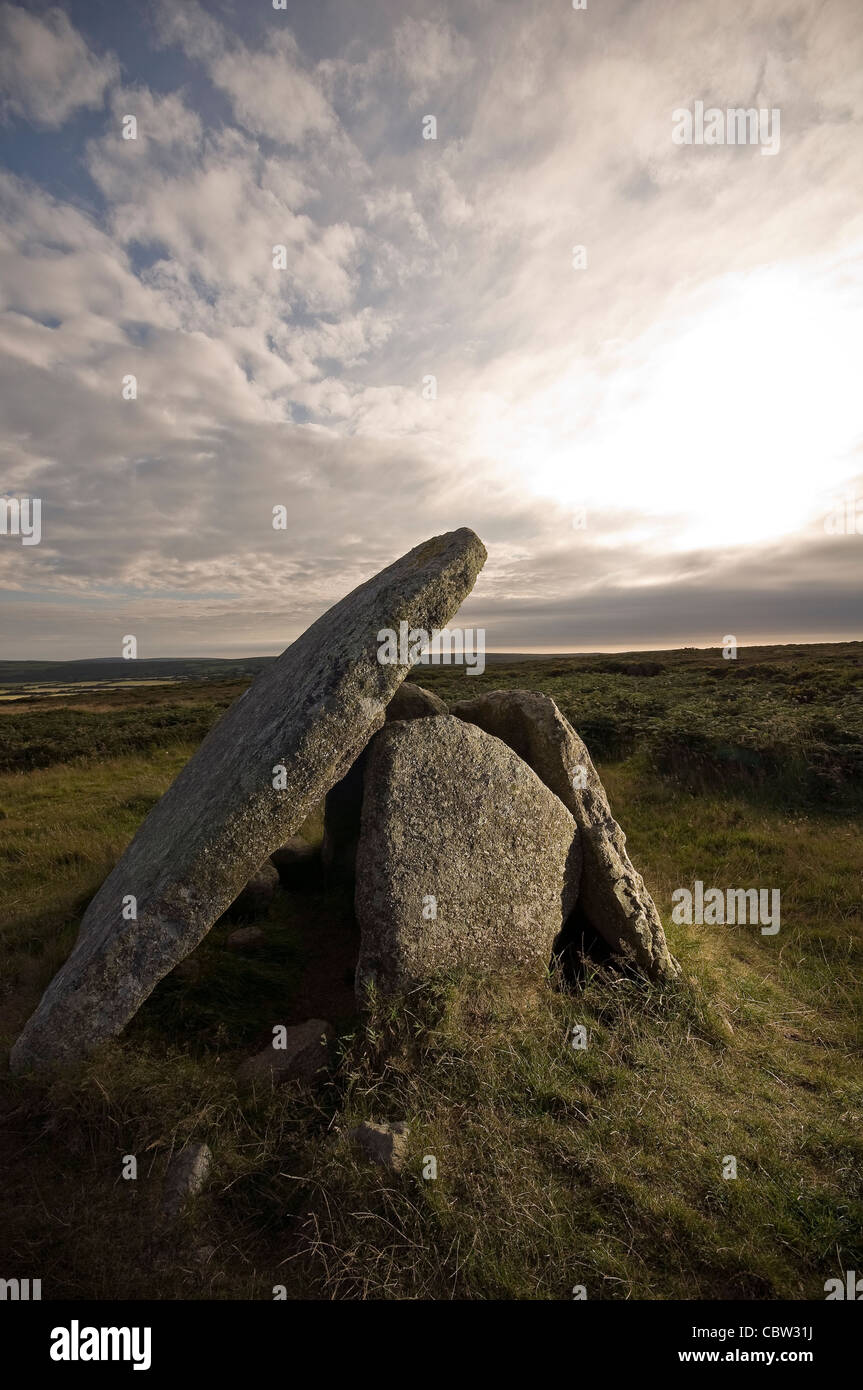 Mulfra Quoit Neolithic Burial Chamber near Penzance, Cornwall, UK Stock ...