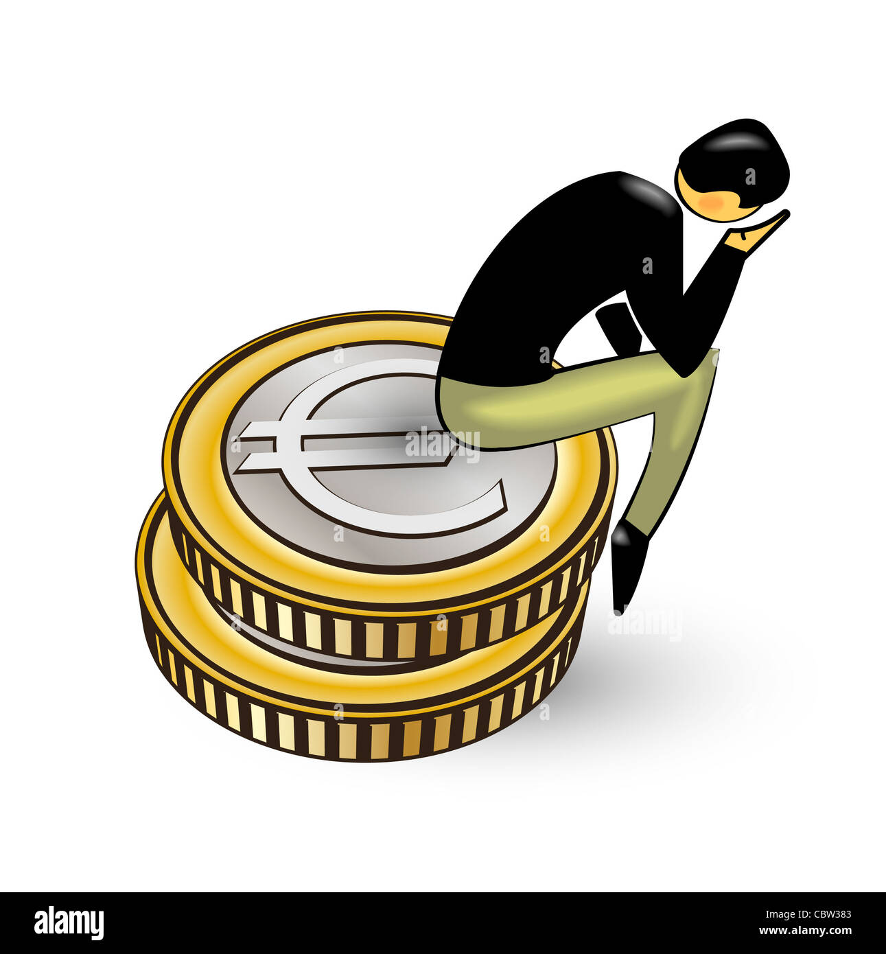Man thinking on the euro finance illustration Stock Photo - Alamy