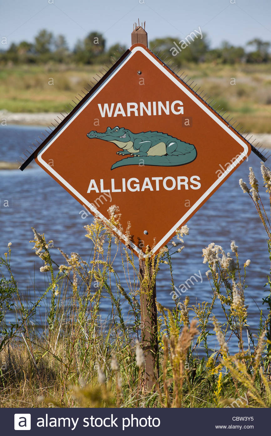Alligator Warning Sign Stock Photos & Alligator Warning Sign Stock ...