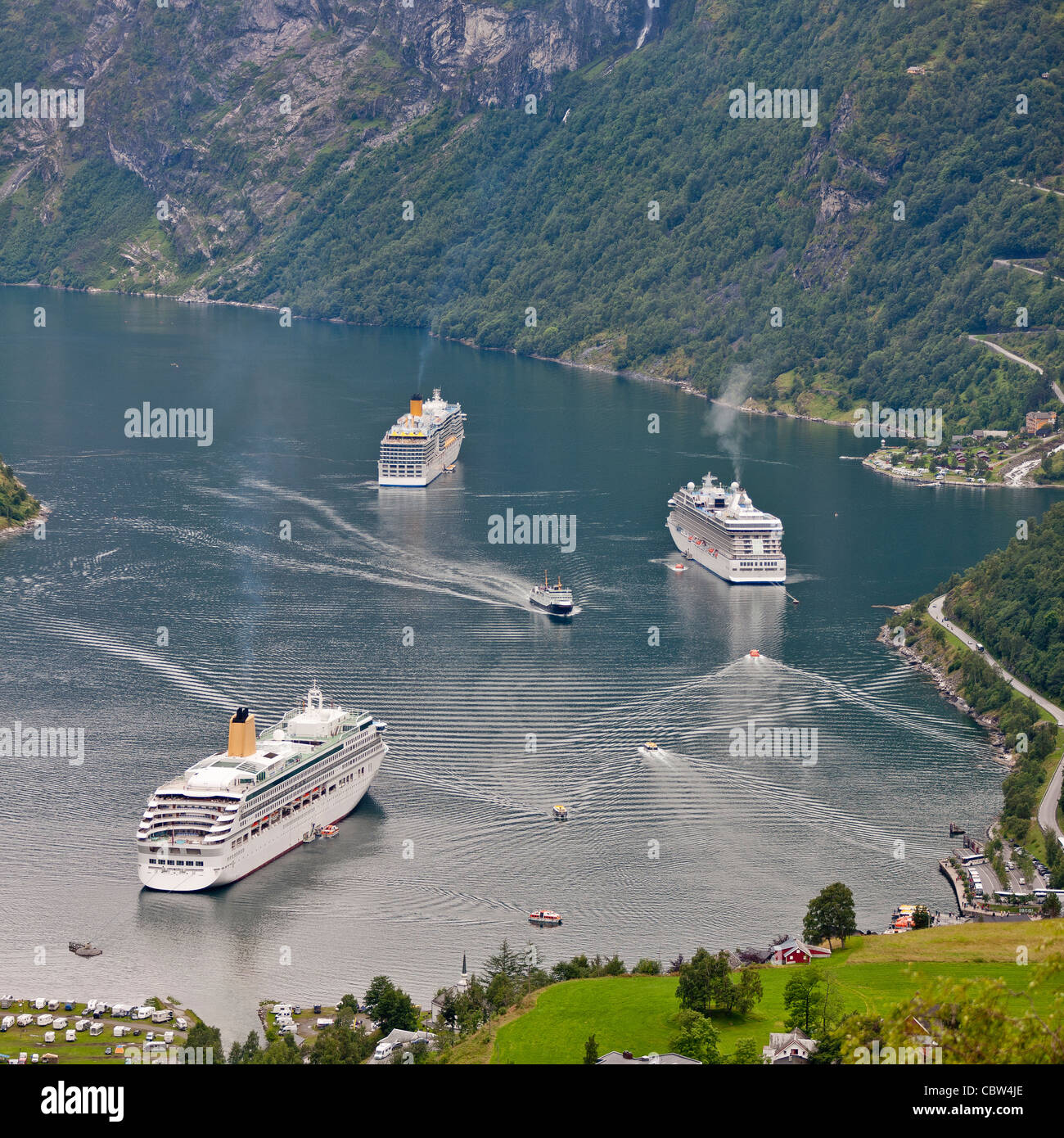 Cruise ships in Geirangerfjord, Norway Stock Photo - Alamy