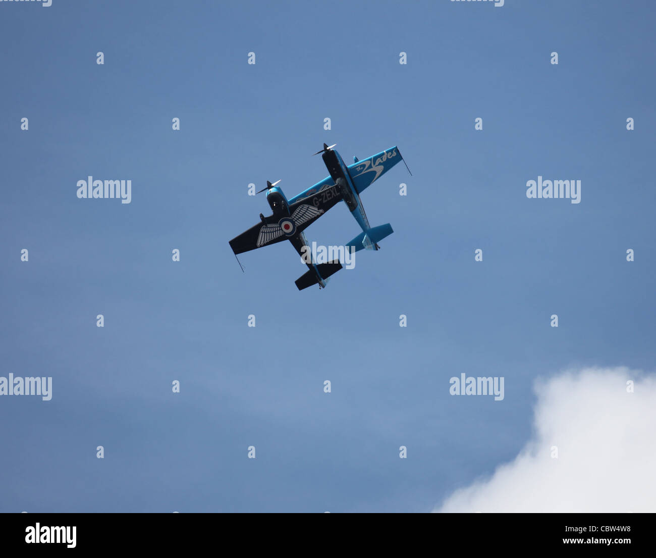 Blades Extra 300 LP aircraft aerobatic display at Farnborough airshow ...