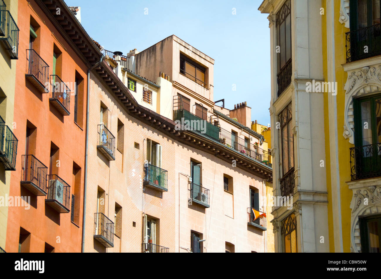 colorful historic architecture off Las Ramblas Barcelona Spain Stock ...