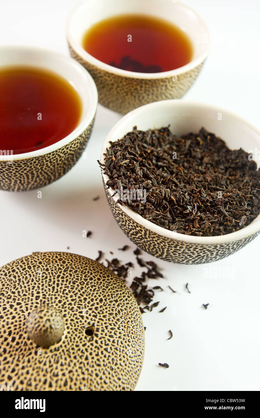 Black tea in small Japanese cups Stock Photo - Alamy