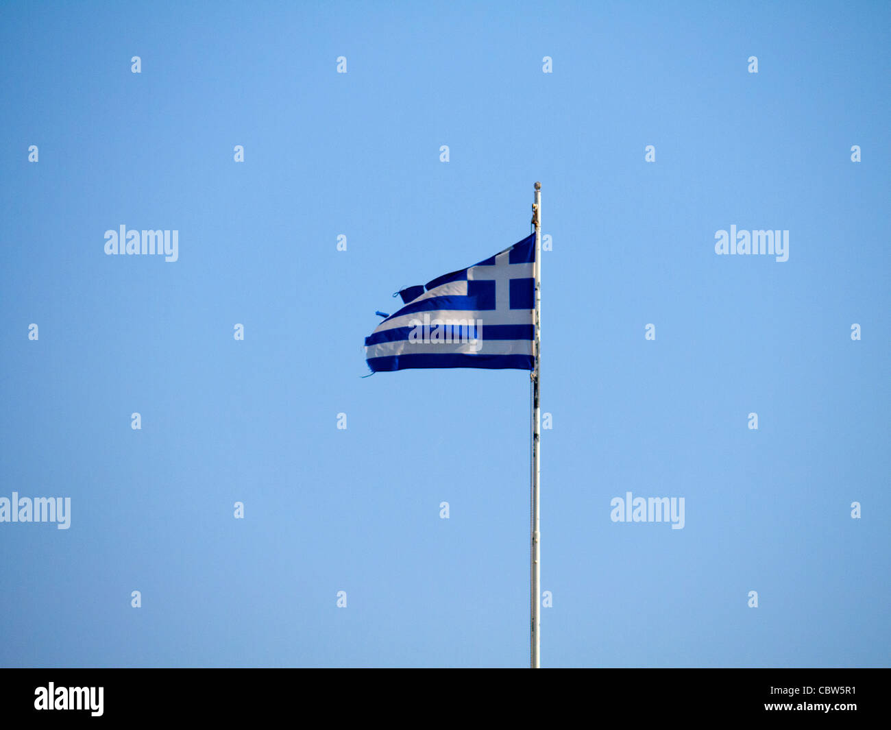 Tattered Greek Flag in Corfu Town in the Ionian Islands in Greece Stock ...