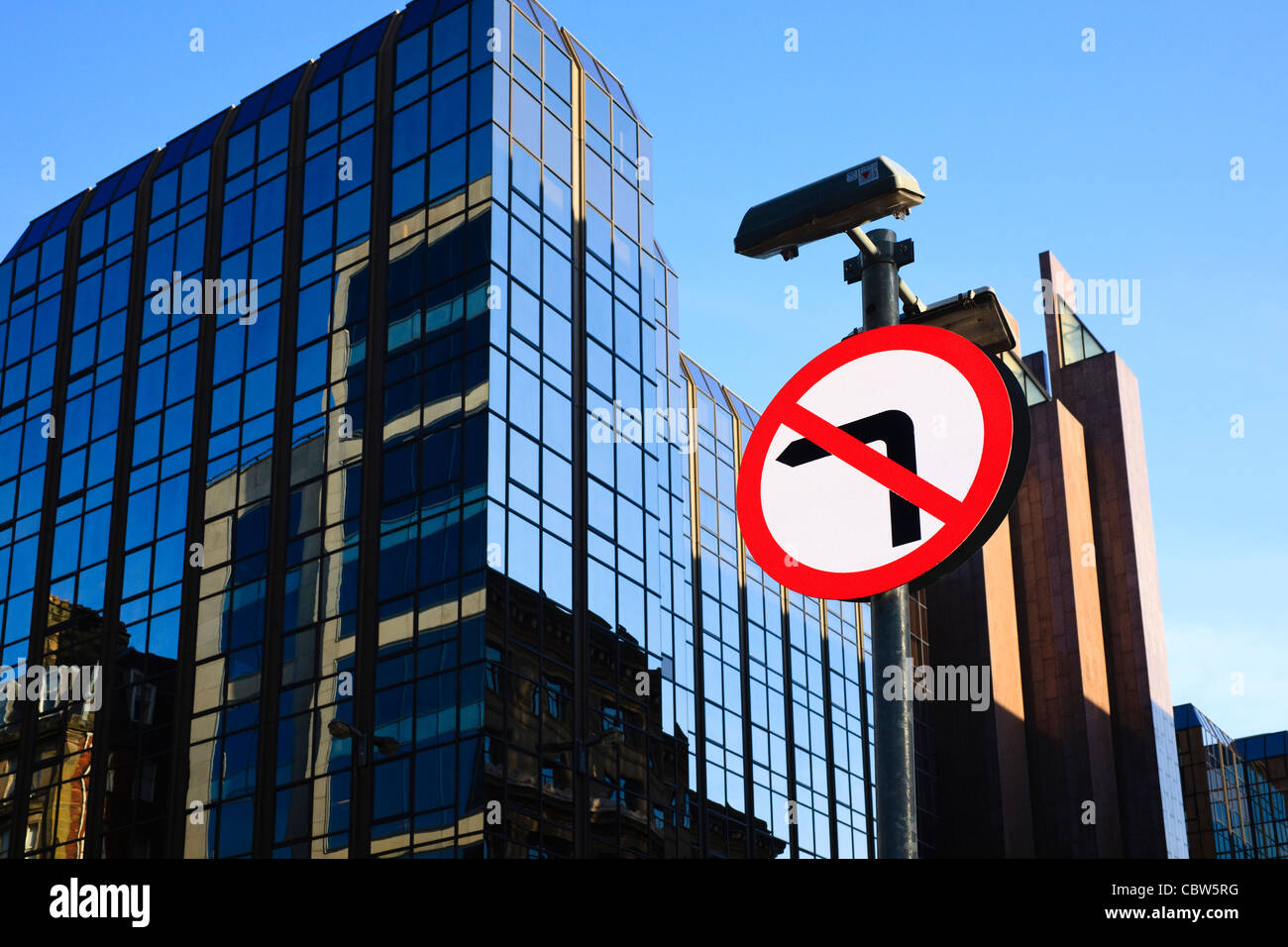 Anonymous office block with a sign advising not to enter Stock Photo ...