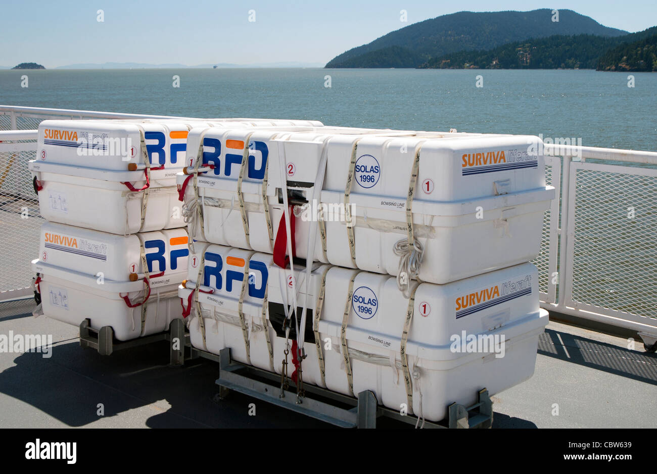 RFD life rafts made by Survitec on a ferry boat in British Columbia ...