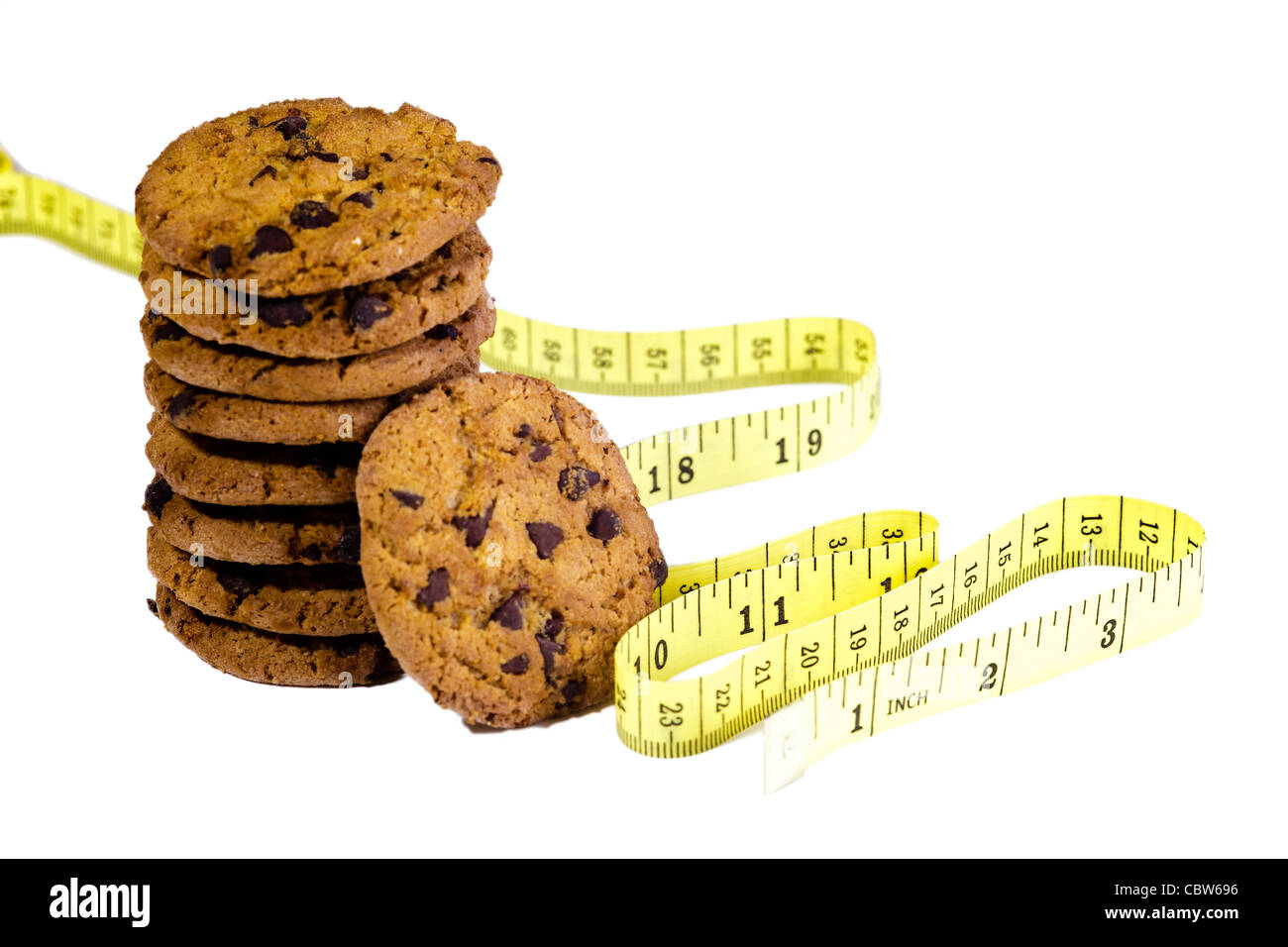Lot of cookies with a tape measure Stock Photo - Alamy