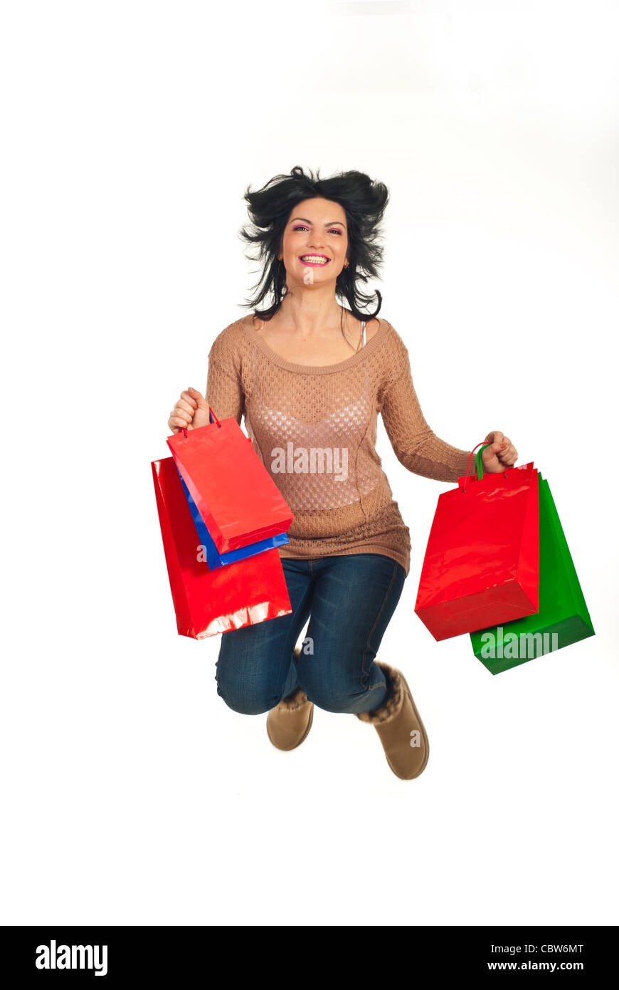 Portrait happy shopper in Cut Out Stock Images & Pictures - Alamy