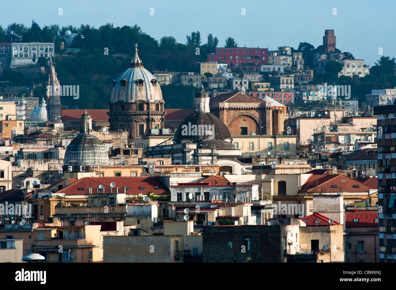 Naples (Napoli) skyline with domes and old buildings Stock Photo - Alamy