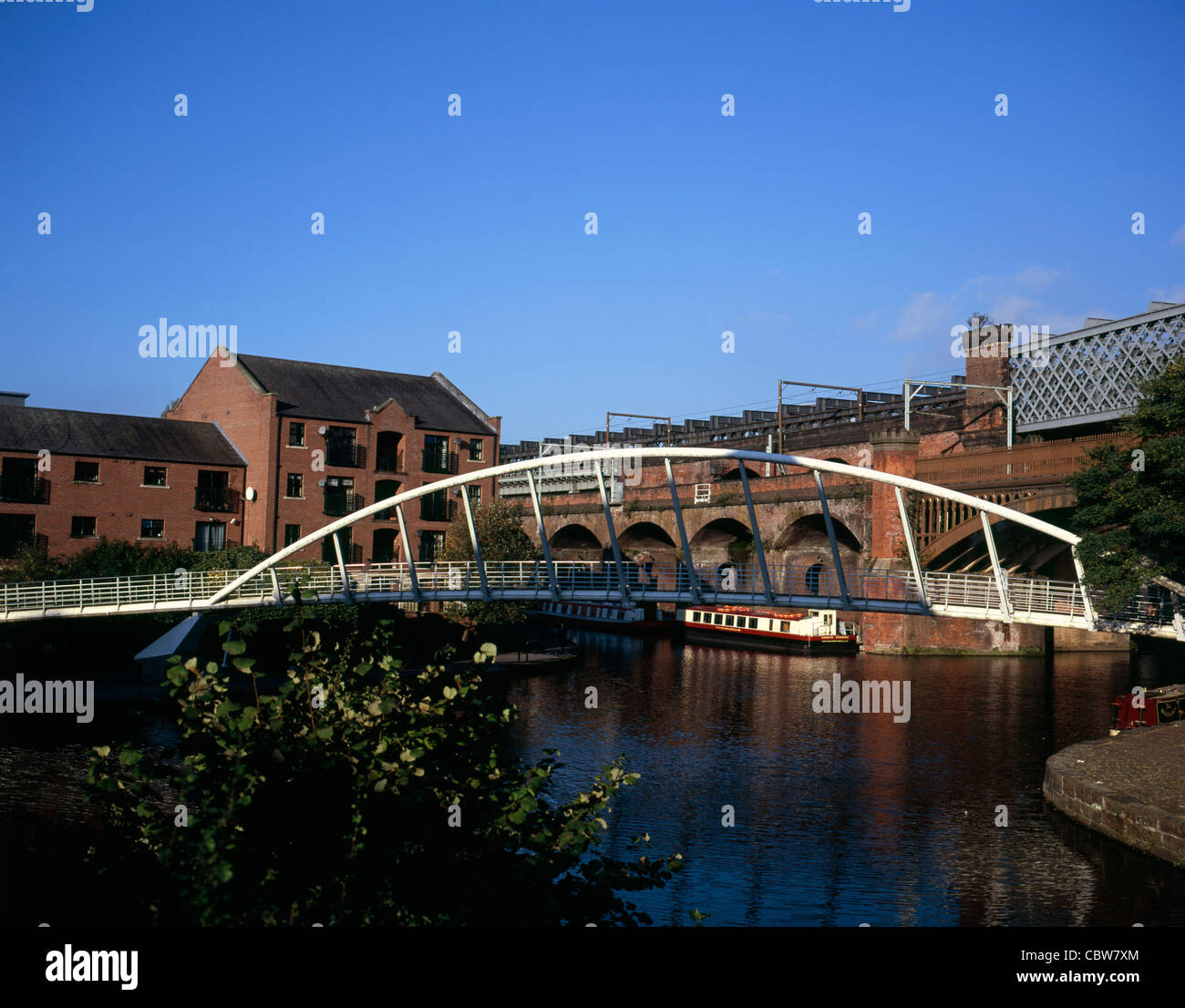 Suspension Bridge at Castlefield Canal Basin,Castlefield Manchester ...