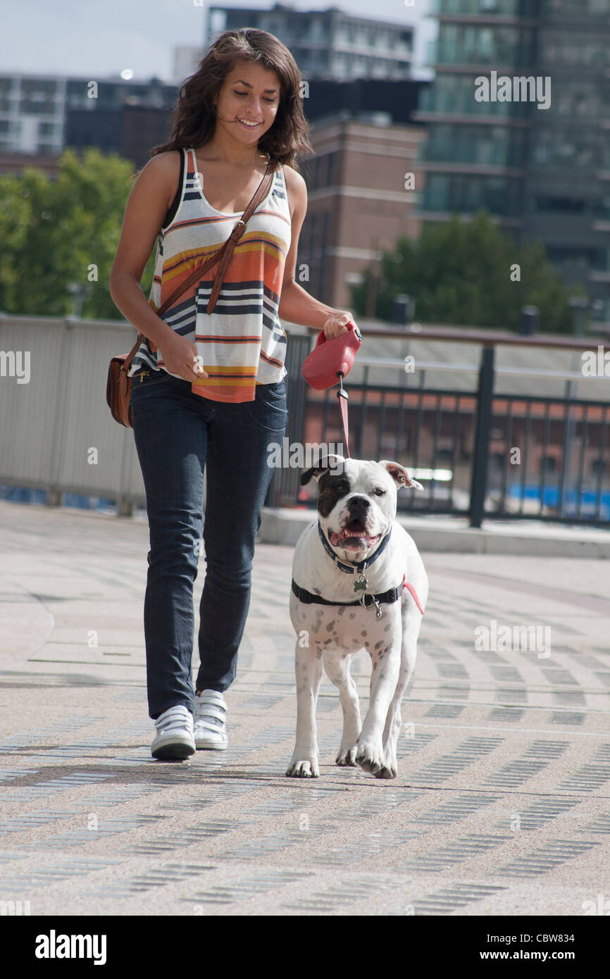 Woman walking large dog hi-res stock photography and images - Alamy