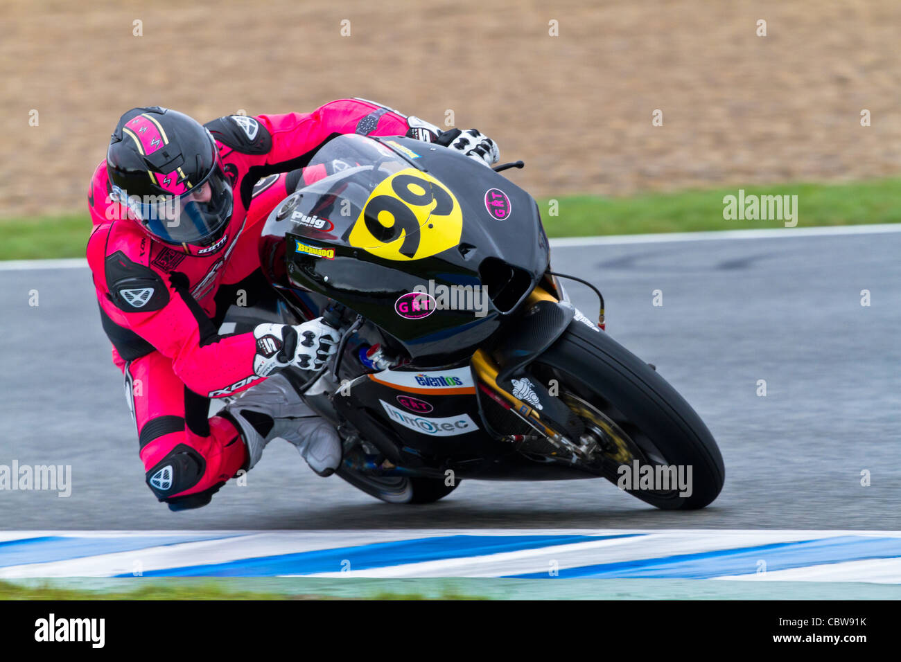 Moto2 motorcyclist Lucas Mahias takes a curve in the CEV Championship ...