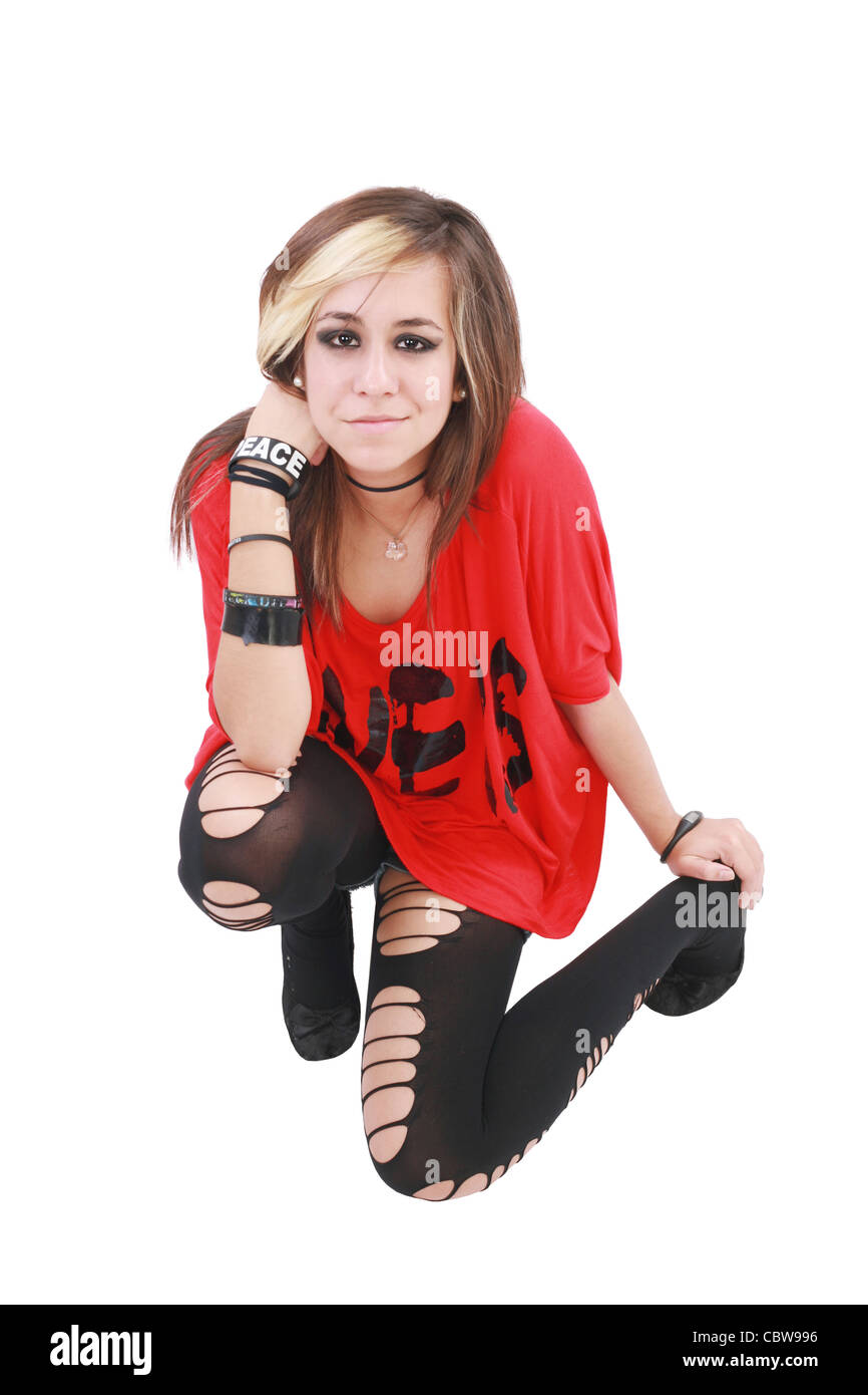 Portrait of a punk girl, isolated on white background Stock Photo - Alamy