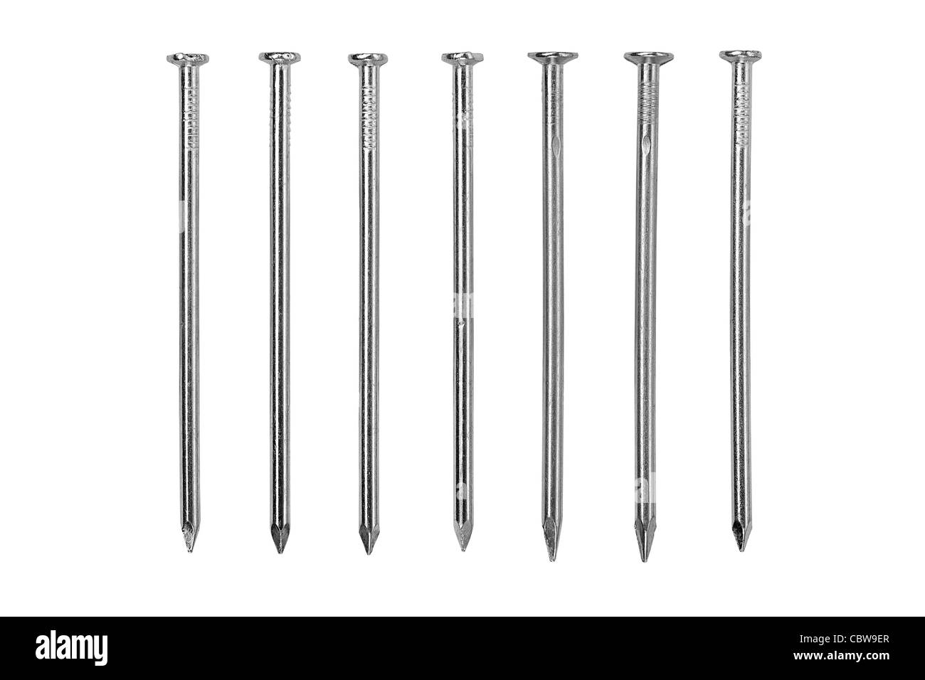 seven metal neils isolated on white background Stock Photo - Alamy