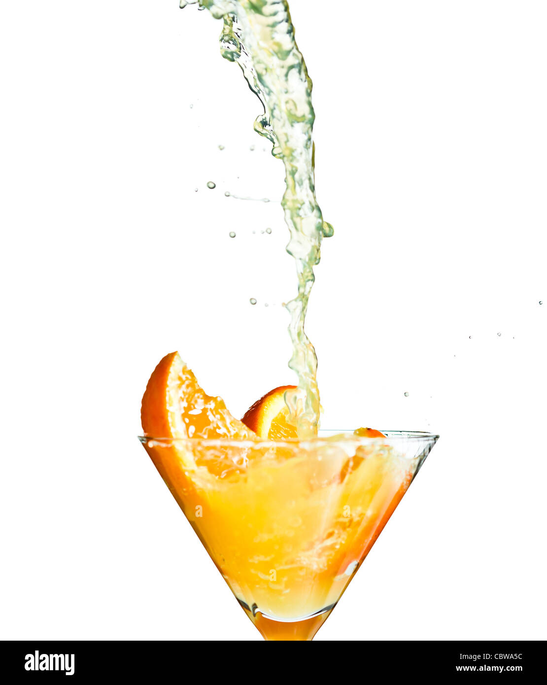 Splashing orange juice isolated on white Stock Photo - Alamy