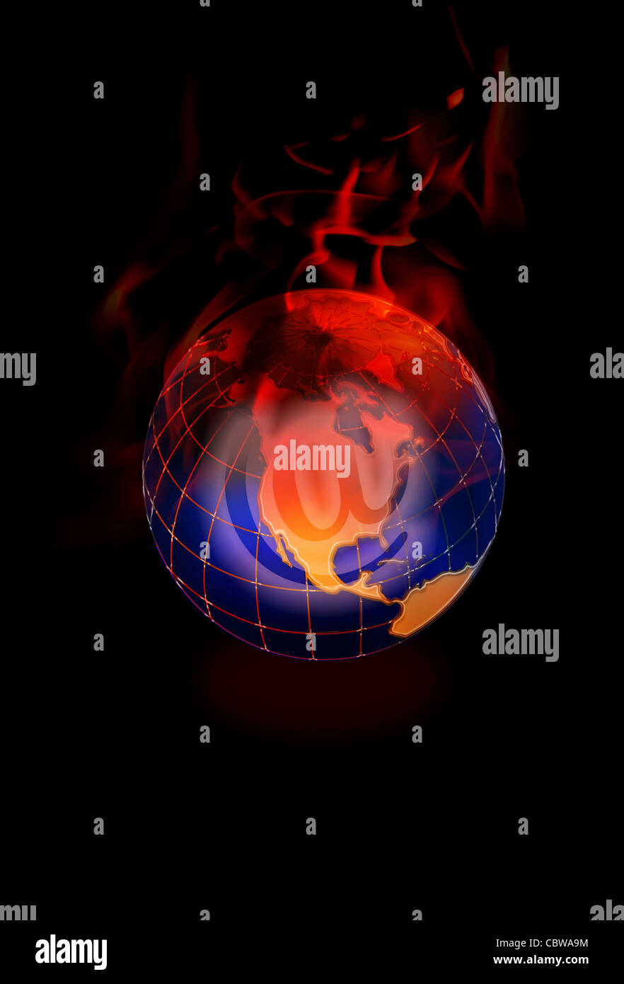 E-Commerce Earth on Fire Stock Photo - Alamy