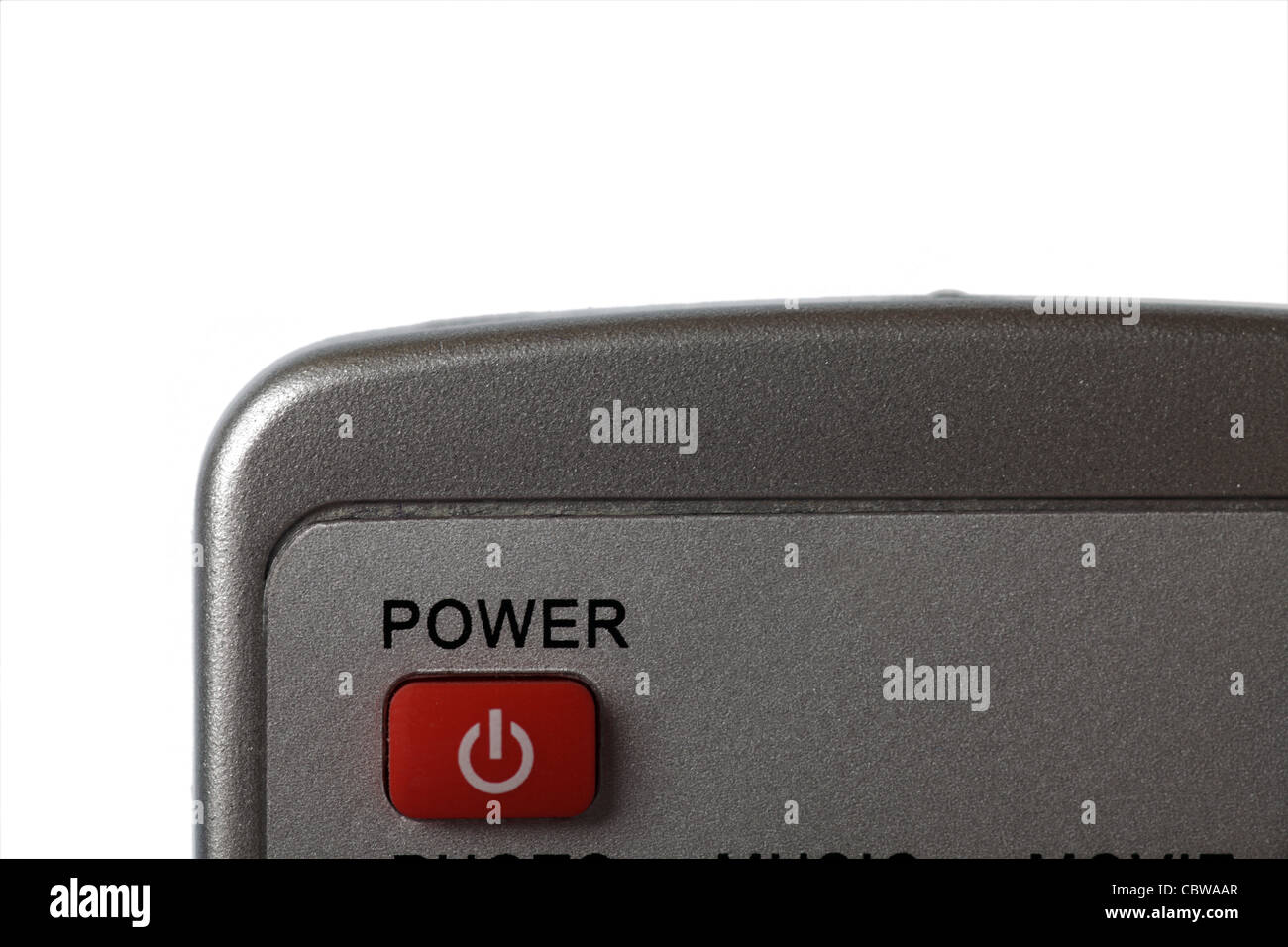 Red remote control power button with label Stock Photo - Alamy
