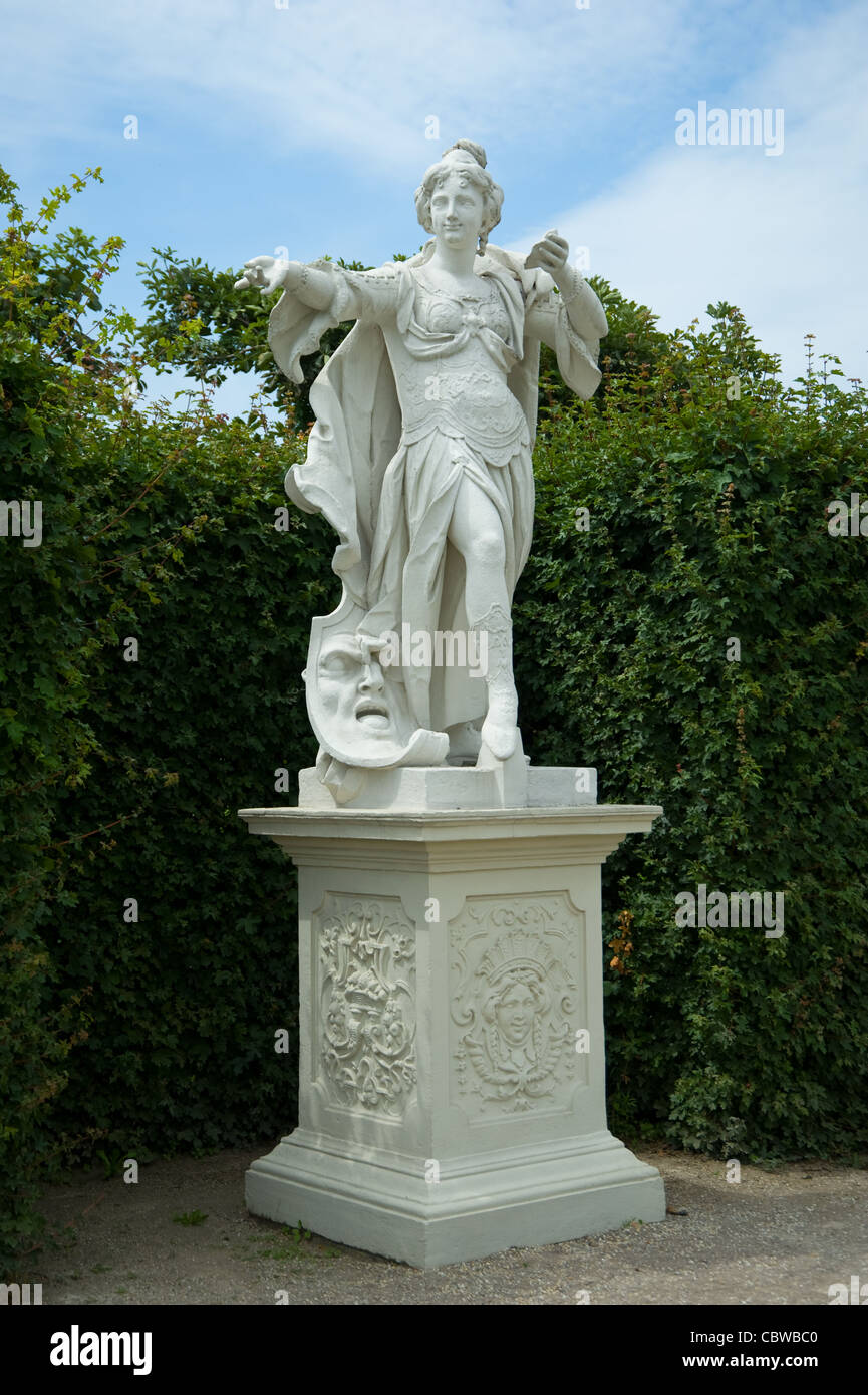 White stone sculpture figurine woman on podium Belvedere Palace Vienna ...