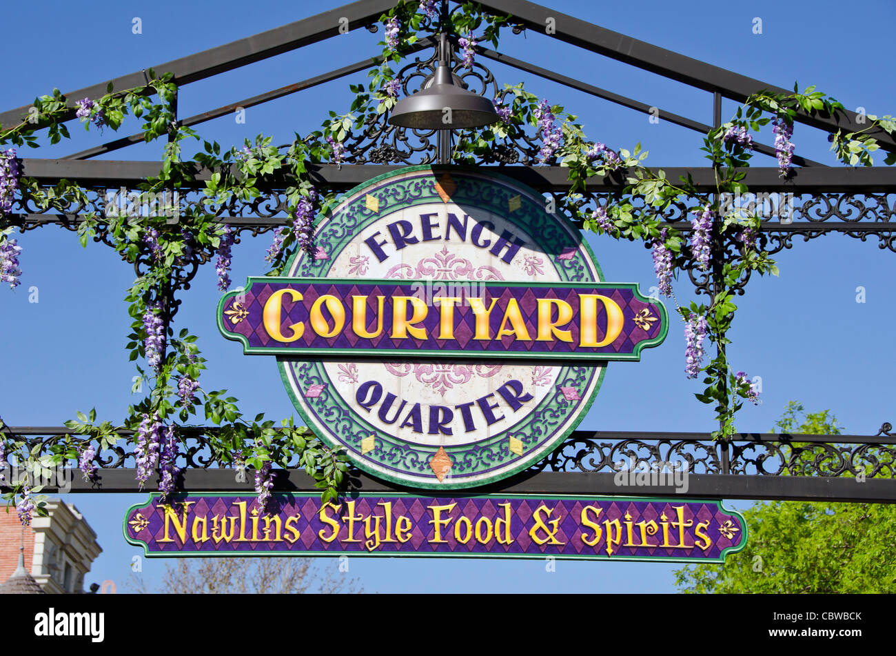 French Quarter Courtyard decorated sign at Universal Studios Orlando ...