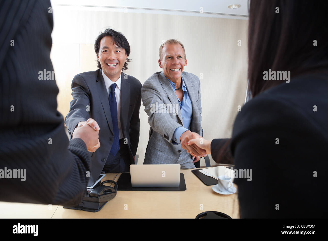 Man Woman Shake Hands Multi Ethnicity High Resolution Stock Photography ...