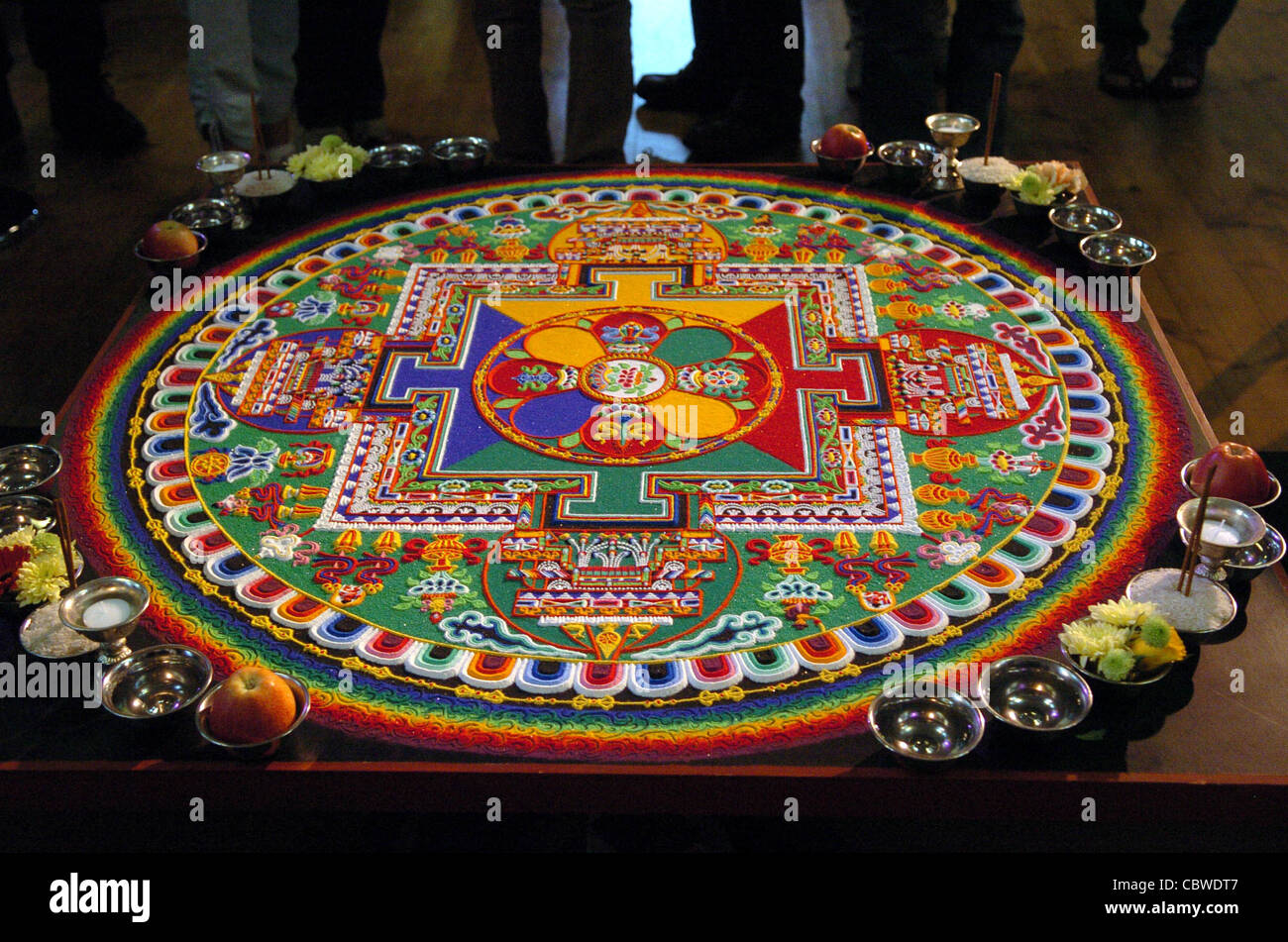 The completed Chenrezig Sand Mandala created by Tibetan monks at the ...