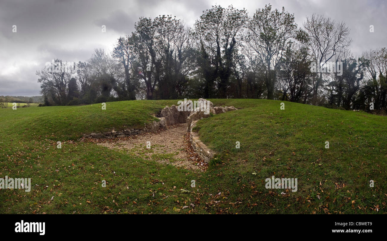 Nympsfield Neolithic Long Barrow near Stroud, Gloucestershire, UK Stock ...