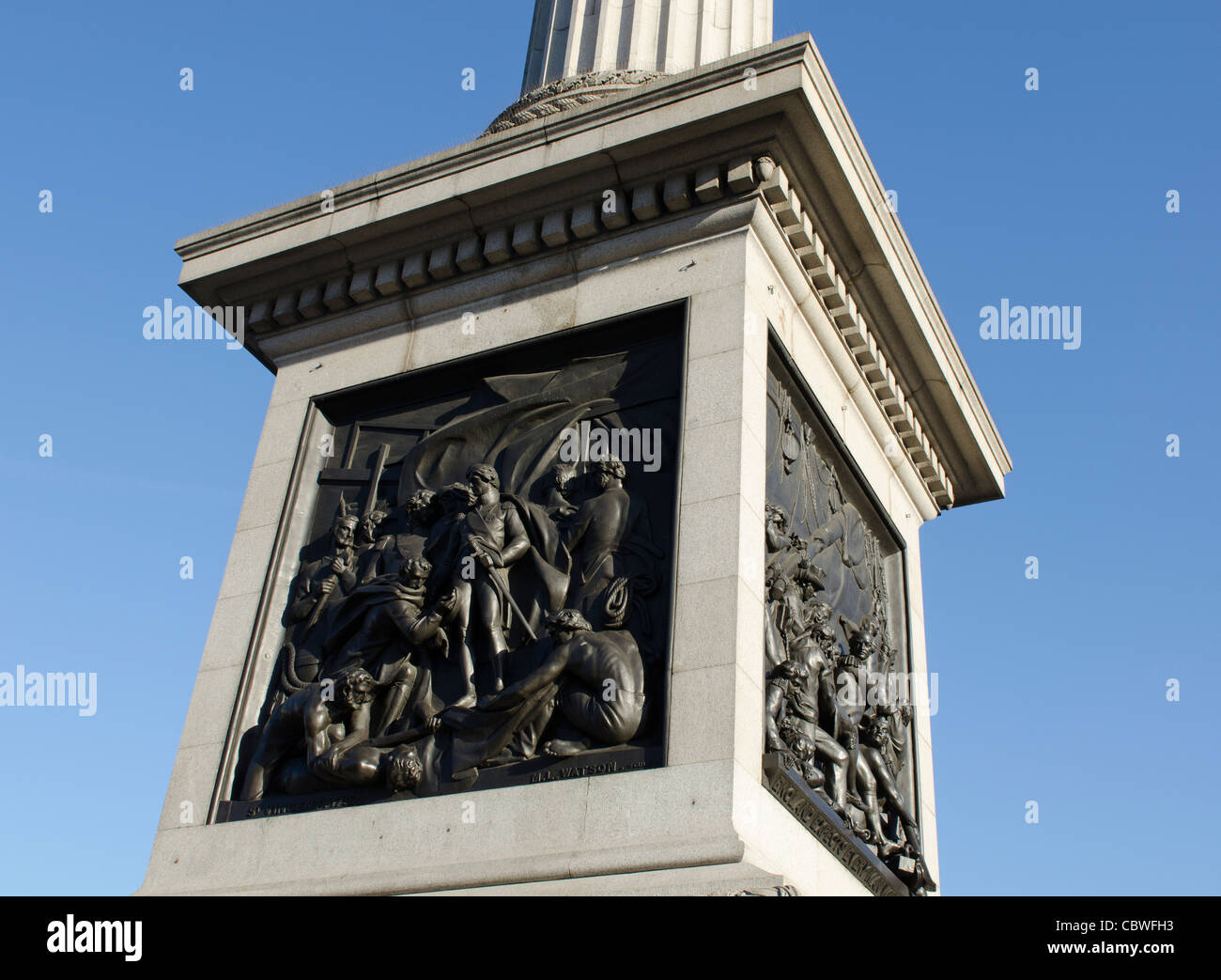 Bronze relief panel East face plinth and foot of Nelson's Column ...