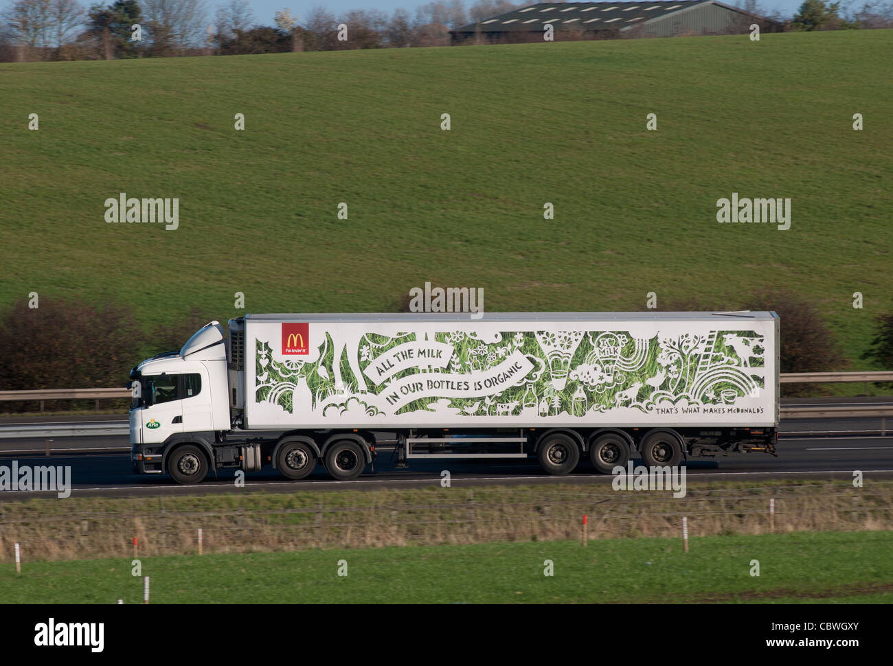 McDonalds lorry on M40 motorway, Warwickshire, UK Stock Photo - Alamy