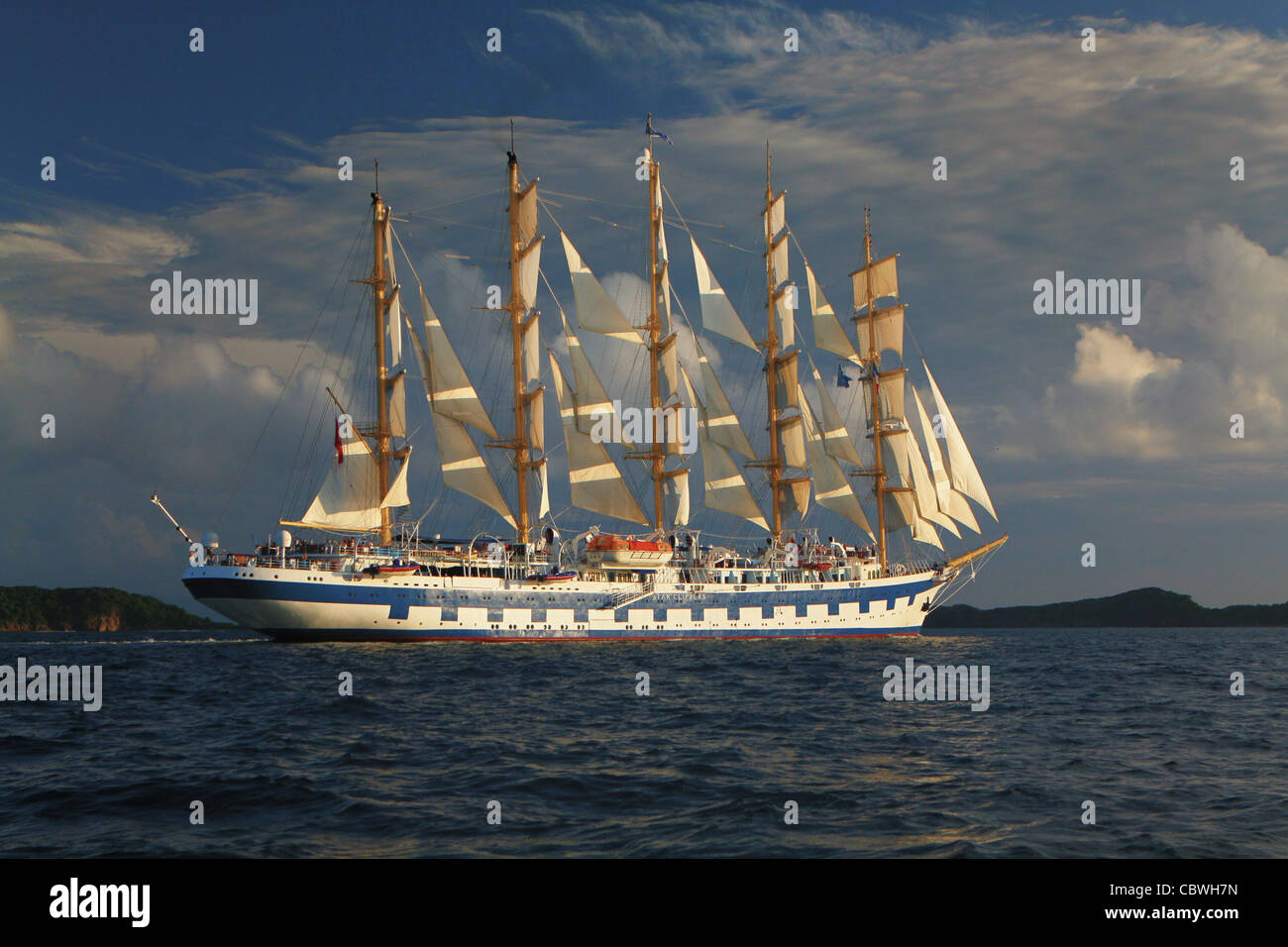 Star Clipper's Square Rigged ship "Royal Clipper" under full sail off ...