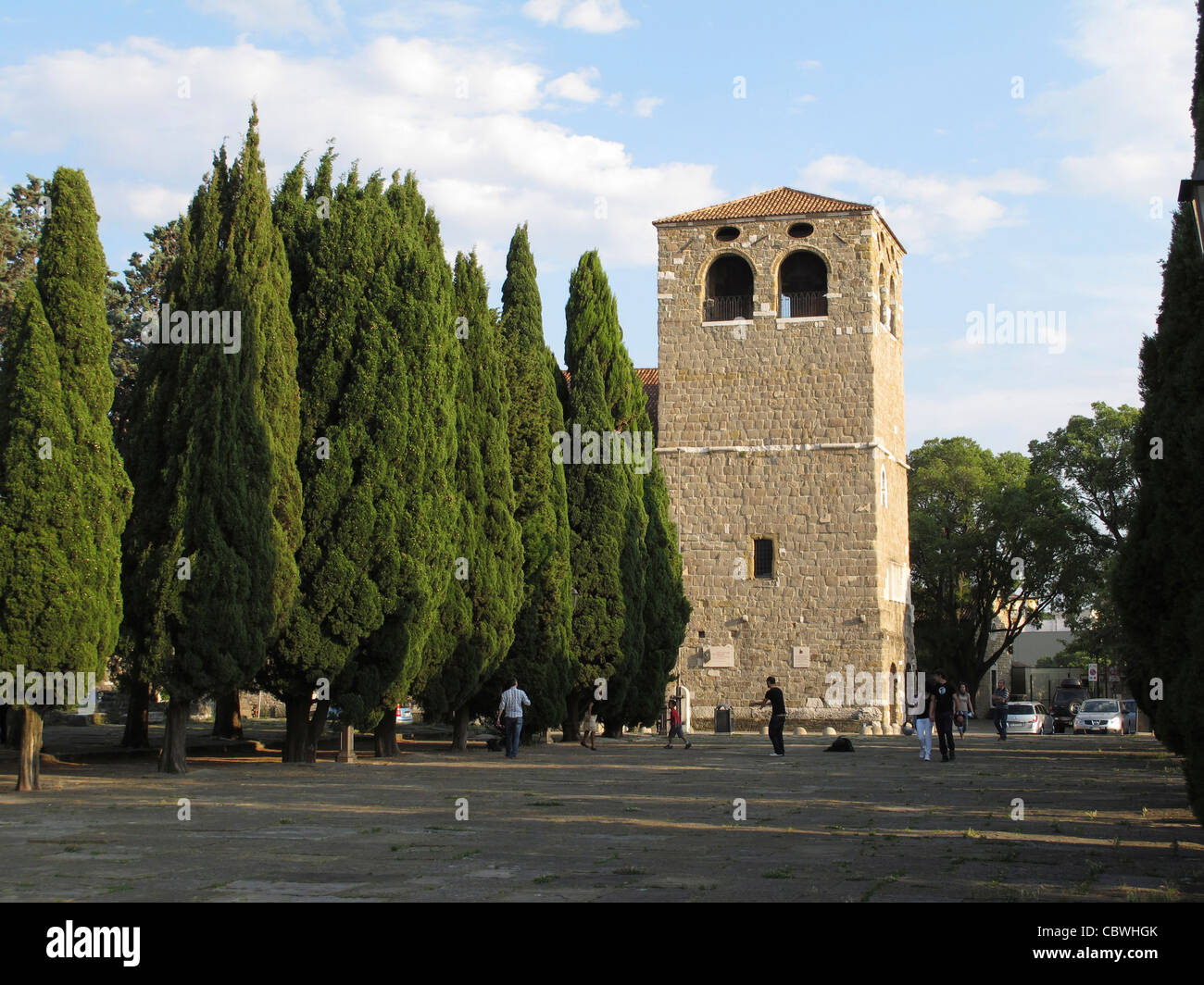The bell tower of the cathedral of Saint Justus Stock Photo - Alamy