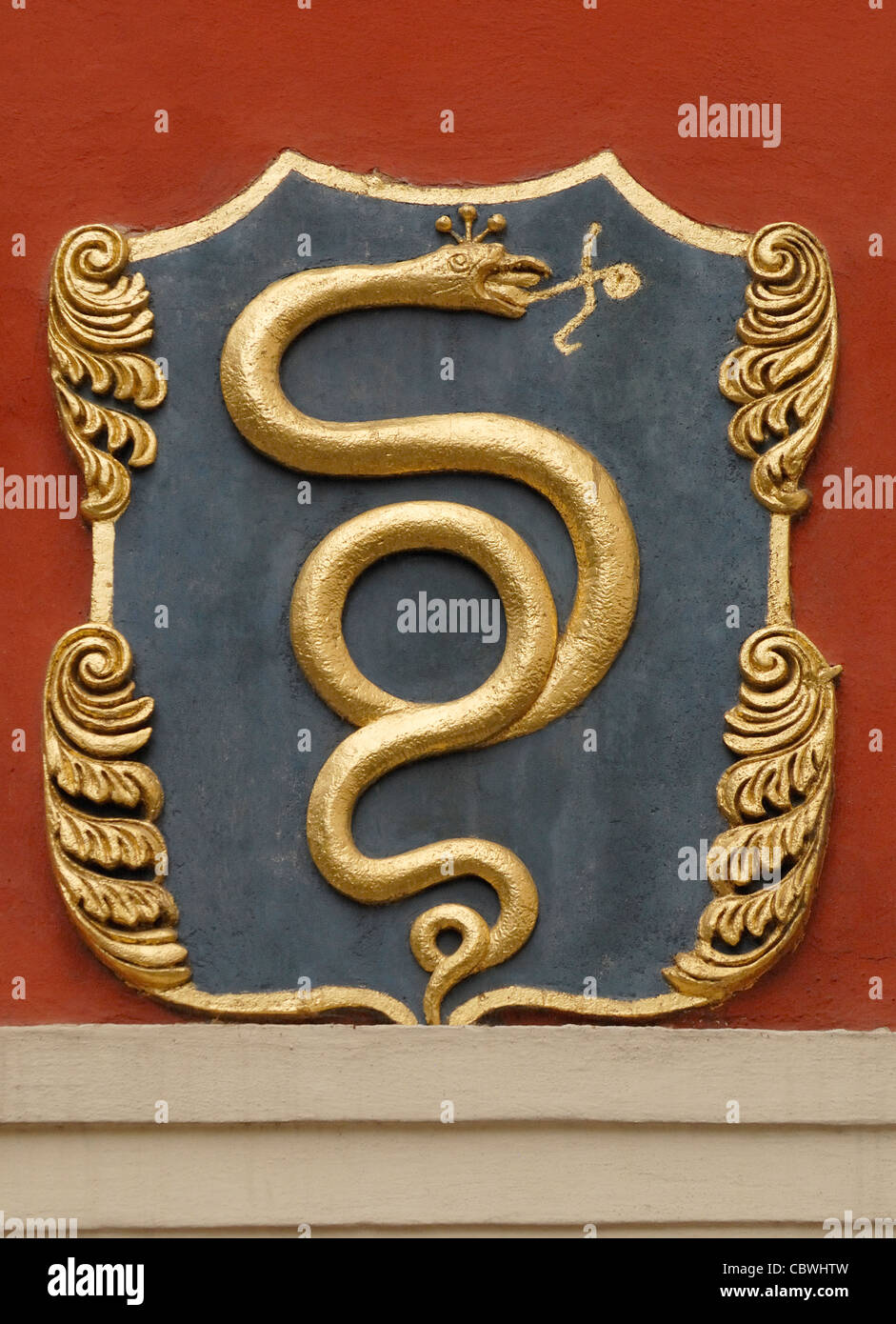 Prague, Czech Republic. Traditional House Sign at Liliová 17/181 - U ...
