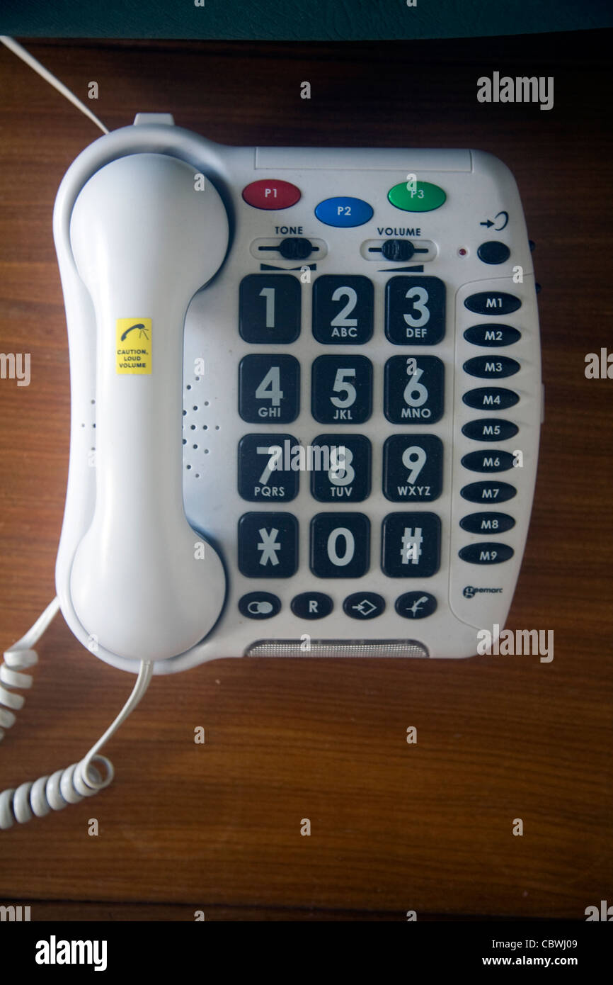 Telephone with large display numbers Stock Photo - Alamy