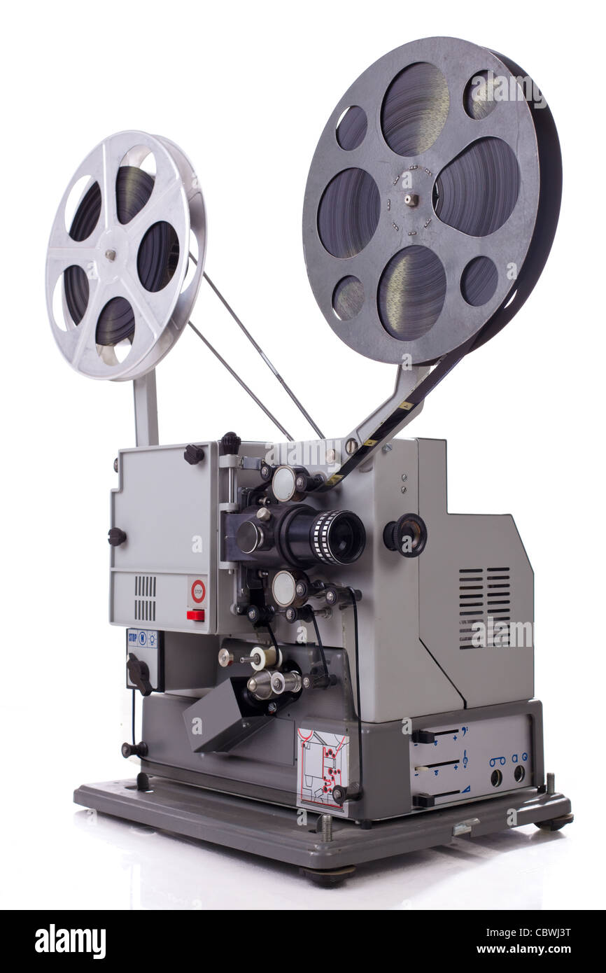 retro film projector isolated on white background Stock Photo - Alamy