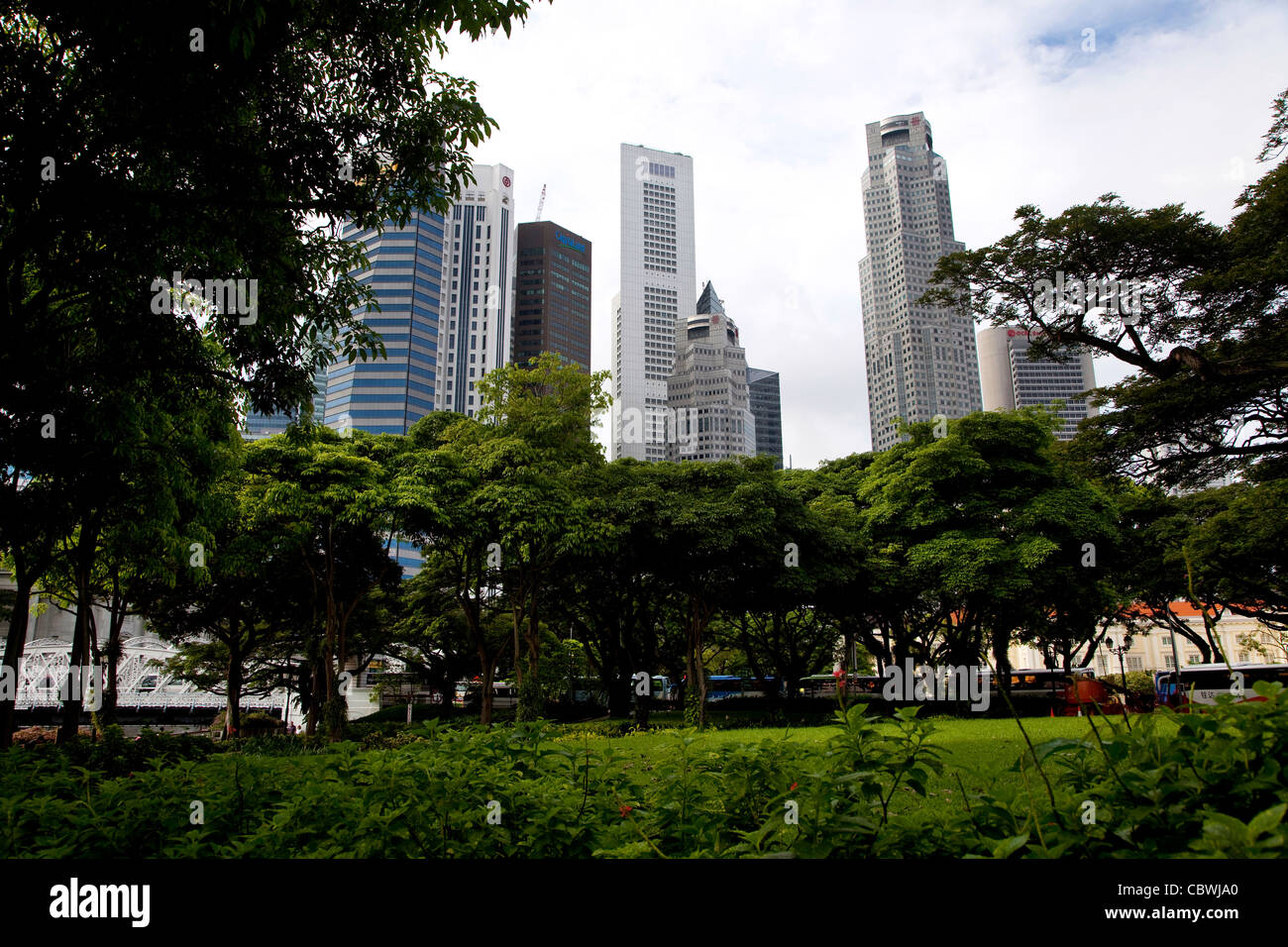 Urban view of the city of Singapore, Asia with modern buildings and ...