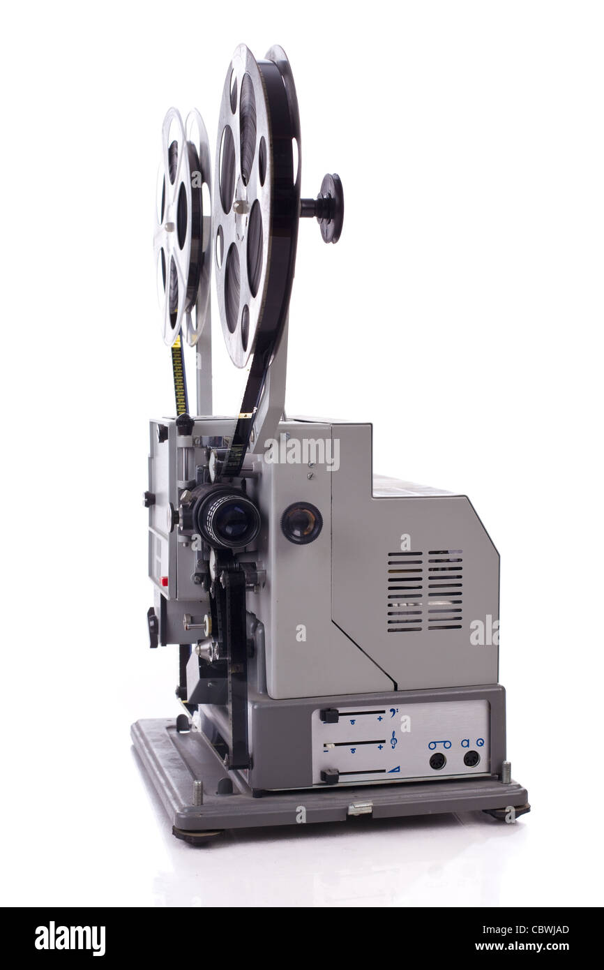 retro film projector isolated on white background Stock Photo - Alamy