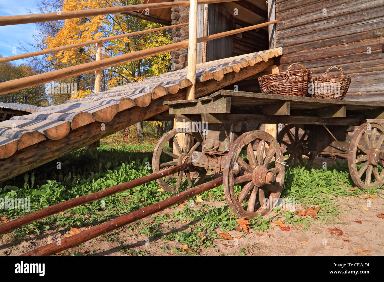 aging cart near barn Stock Photo - Alamy