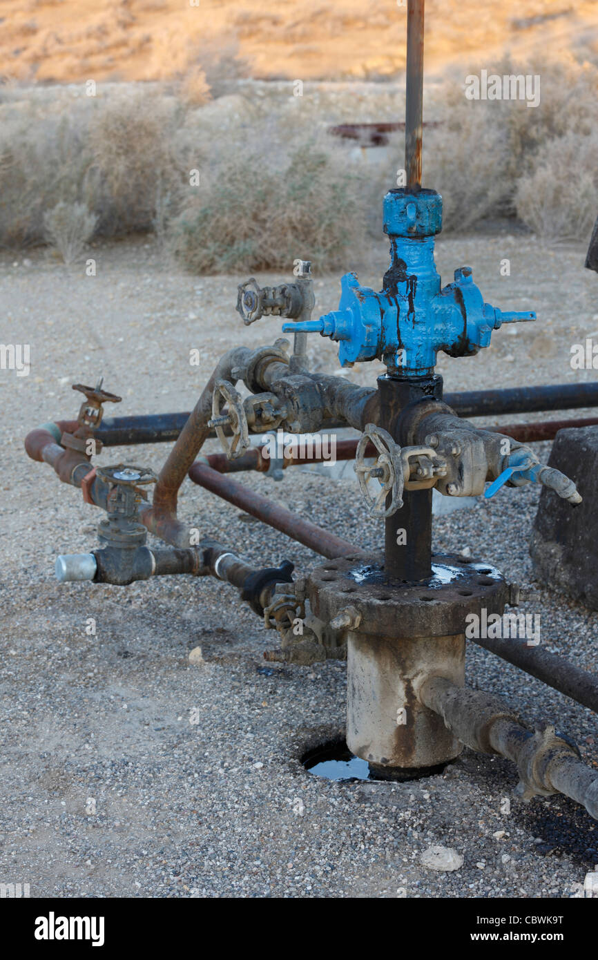 Close up of an oil well head on an oil well on the Midway-Sunset oil ...