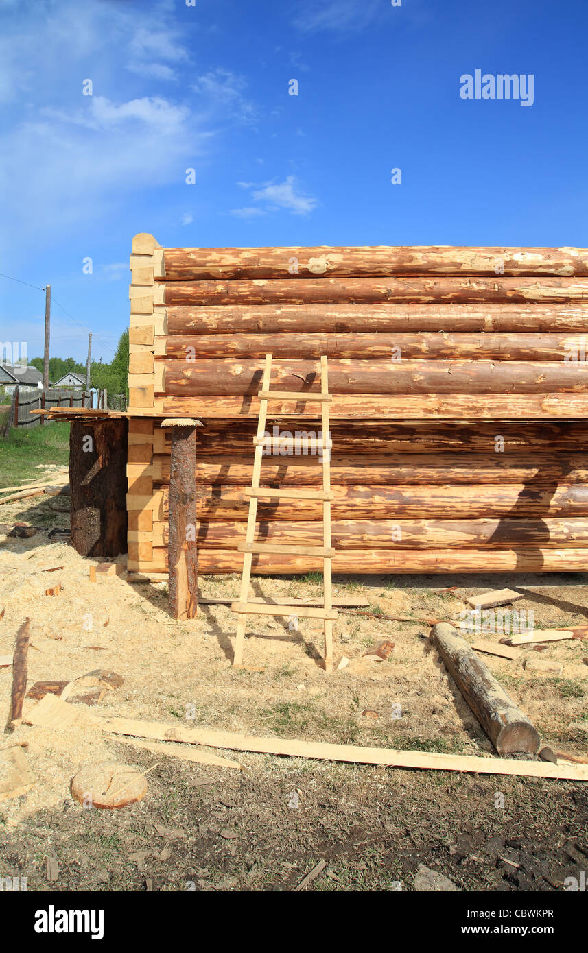 construction of the new wooden building Stock Photo - Alamy