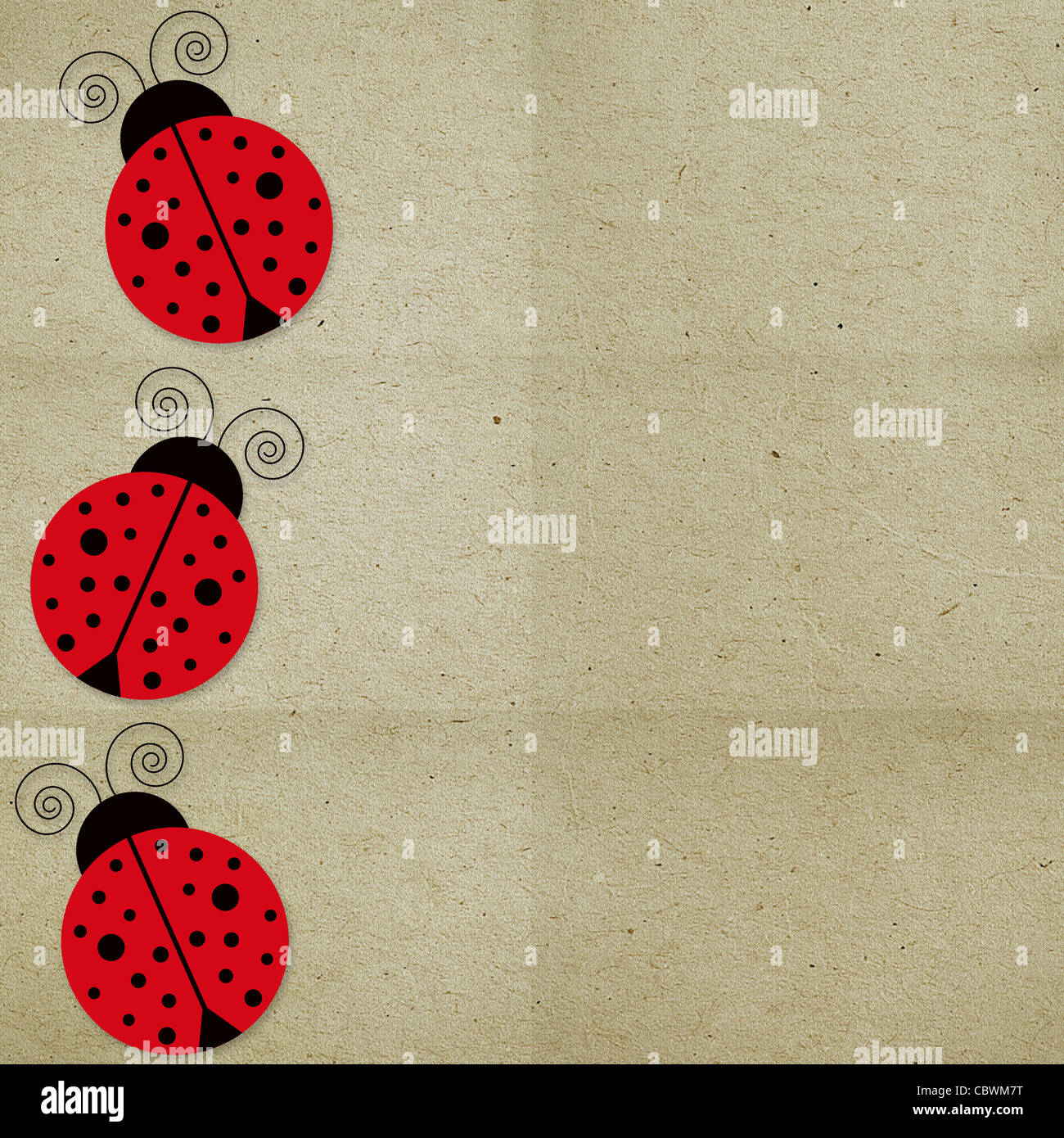 paper background three with ladybugs Stock Photo - Alamy