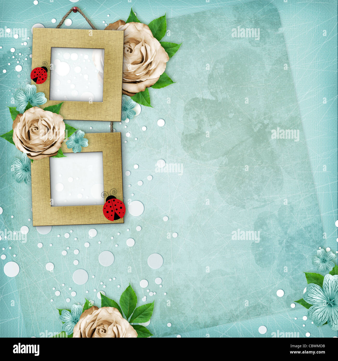 Beautiful album page in scrapbook style with paper frames for photo ...