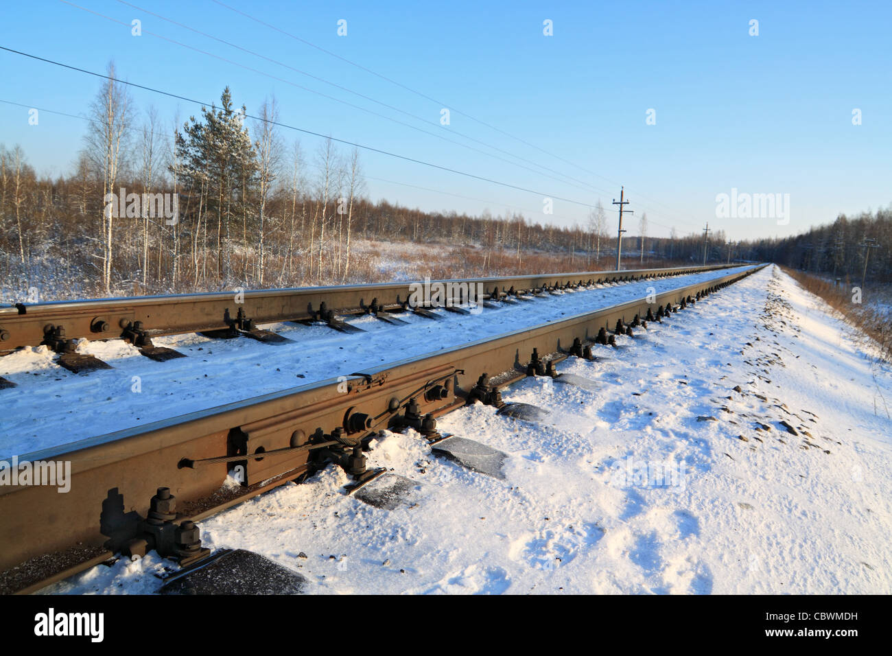 railway in winter Stock Photo - Alamy