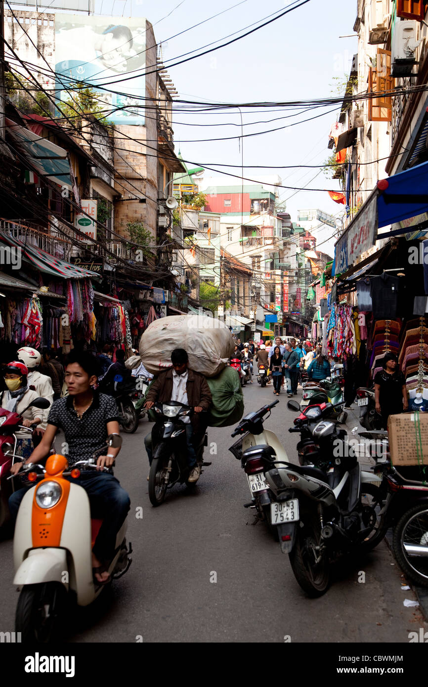 Traffic jam and people in Old Quarter, Hanoi, Vietnam, Asia Stock Photo ...
