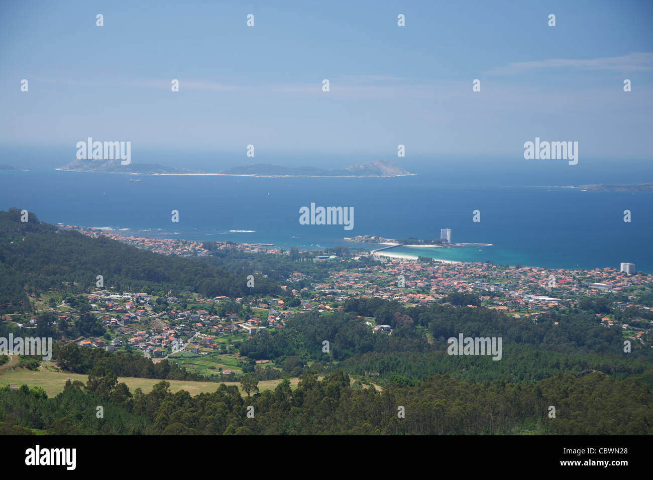 great and scenic landscape of Vigo city in Galicia Spain Stock Photo ...