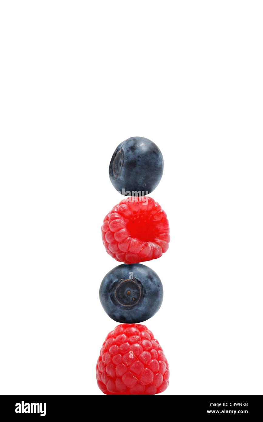 A stack of blueberries and raspberries Stock Photo - Alamy