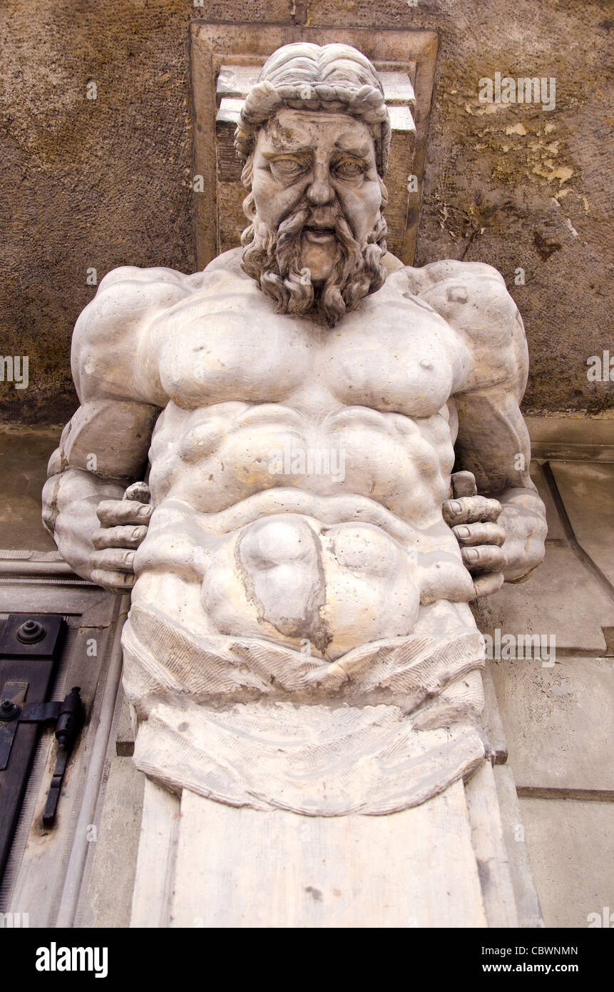 historical house column telamon Stock Photo - Alamy