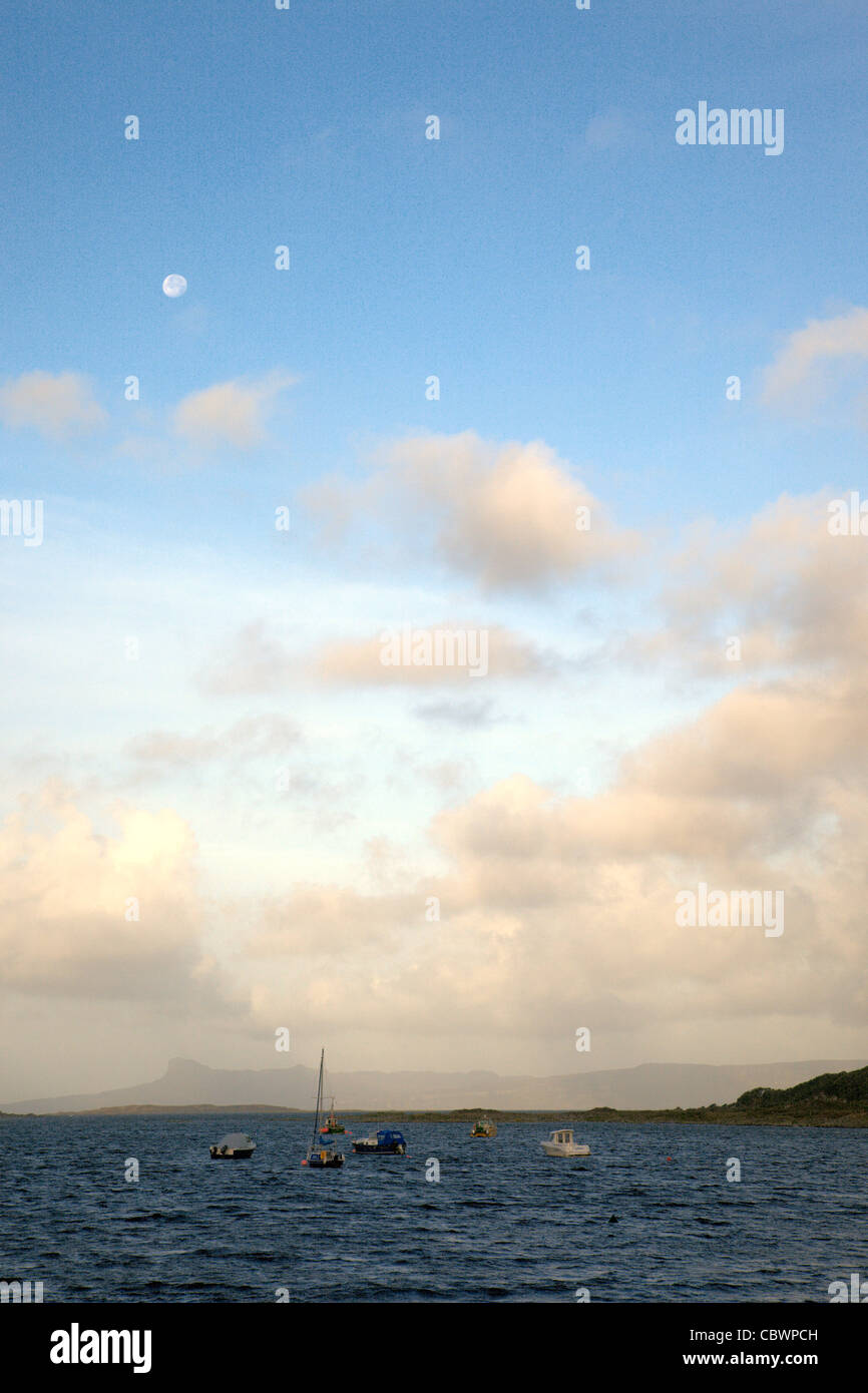 Full moon over Isle of Eigg Scotland Stock Photo - Alamy