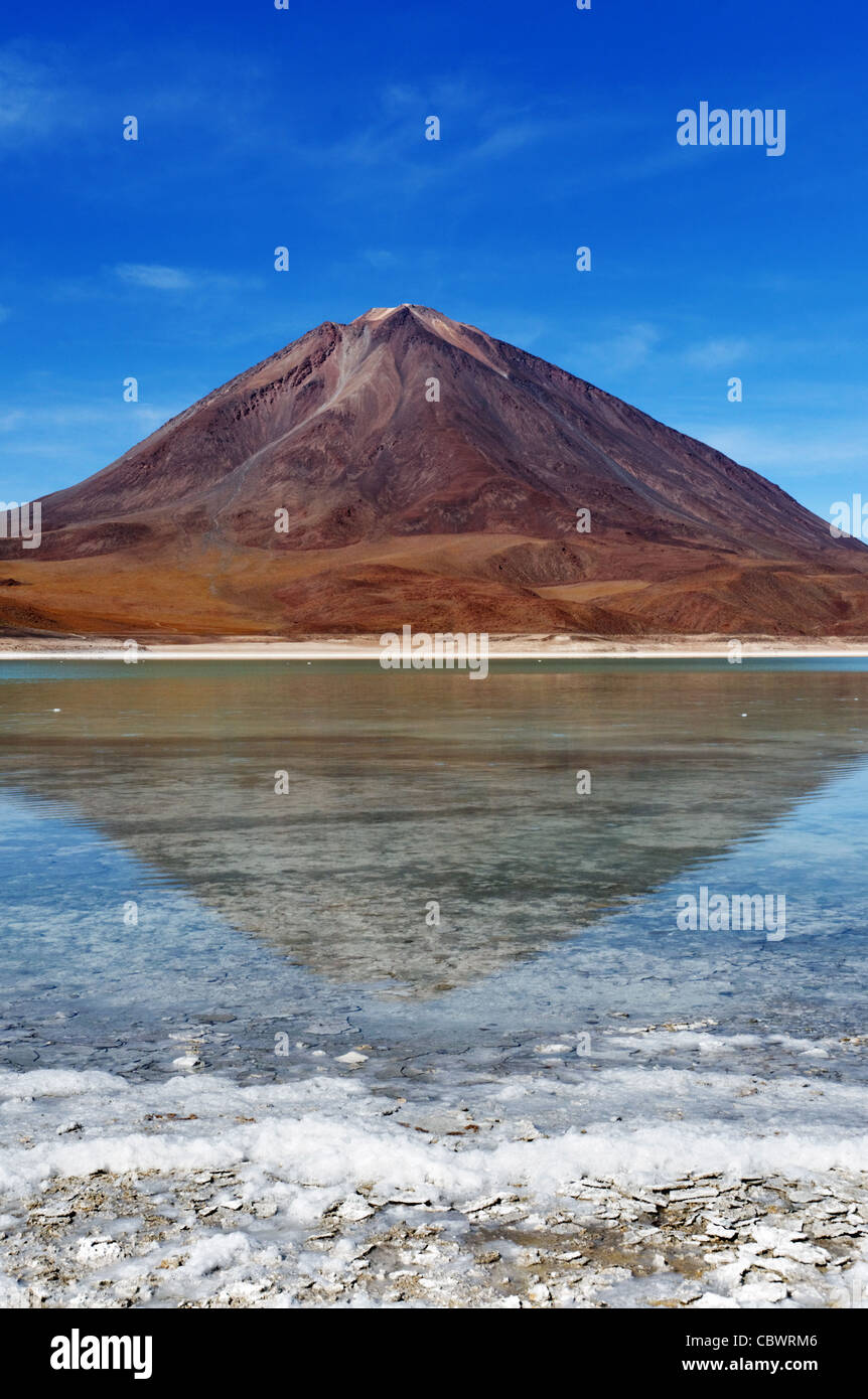 Licancabur volcano reflected in Laguna Verde, Bolivia Stock Photo - Alamy