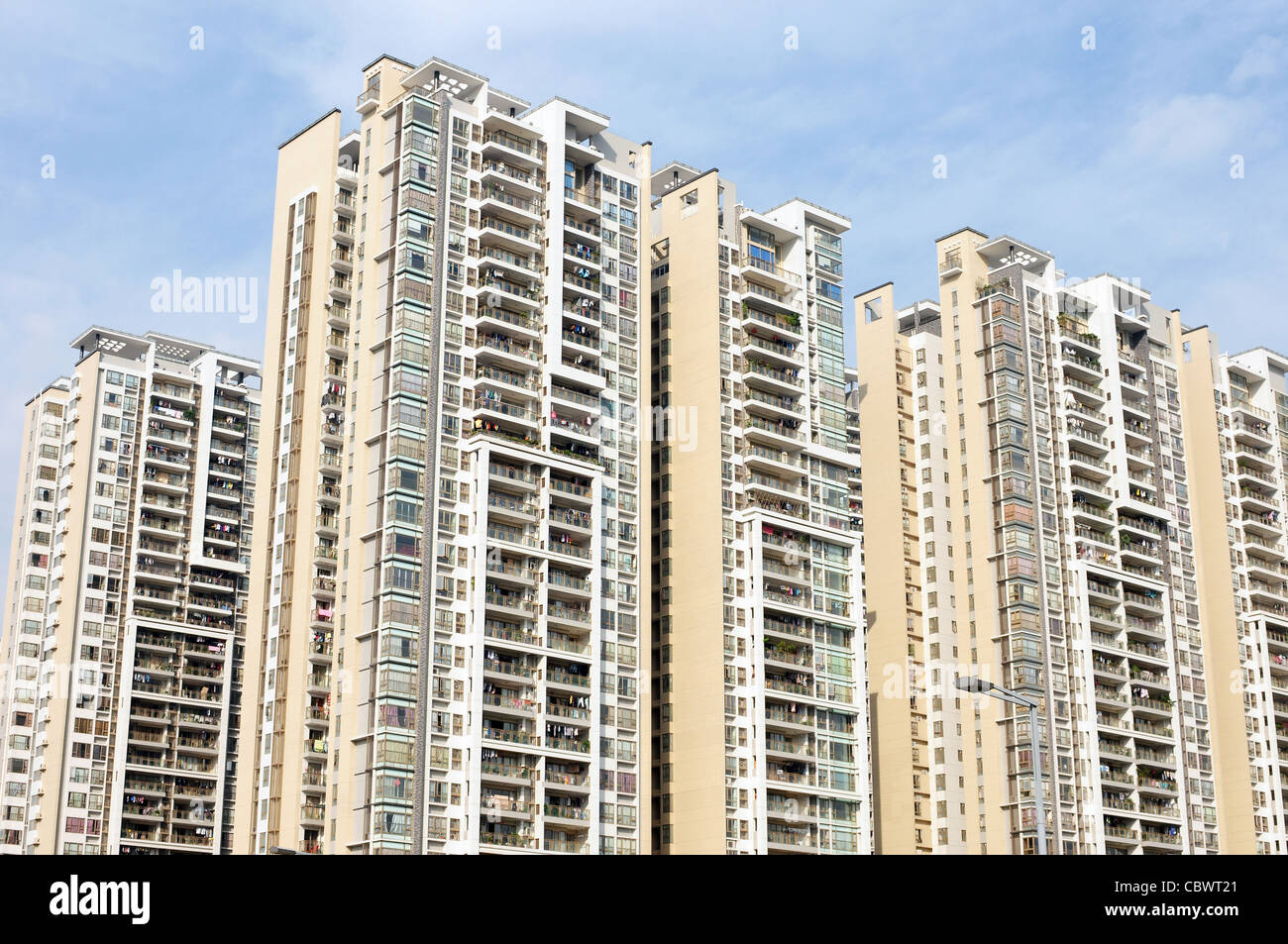 block architecture residential estate city modern tall flats urban blue ...